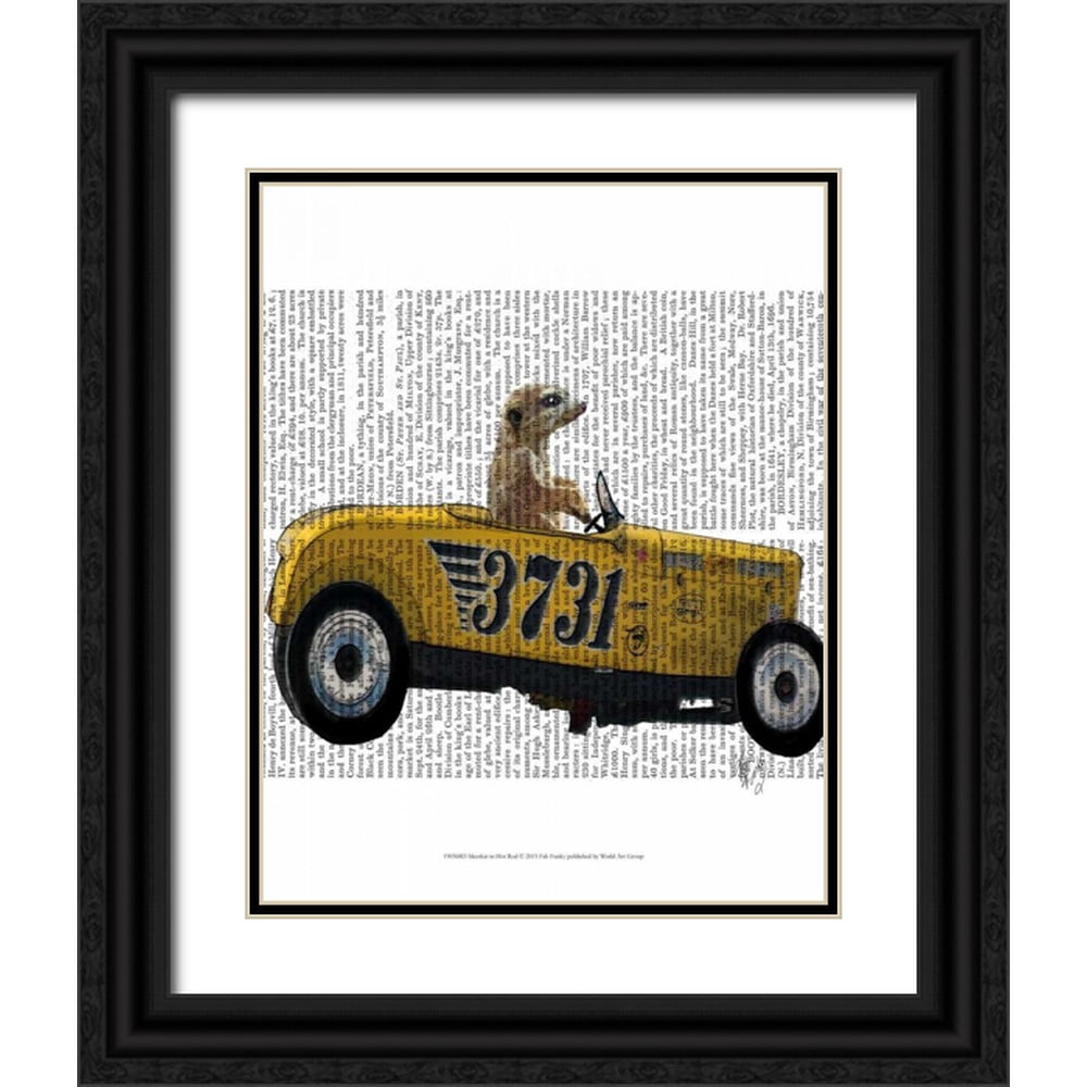 Fab Funky 26x32 Black Ornate Wood Framed with Double Matting Museum Art ...
