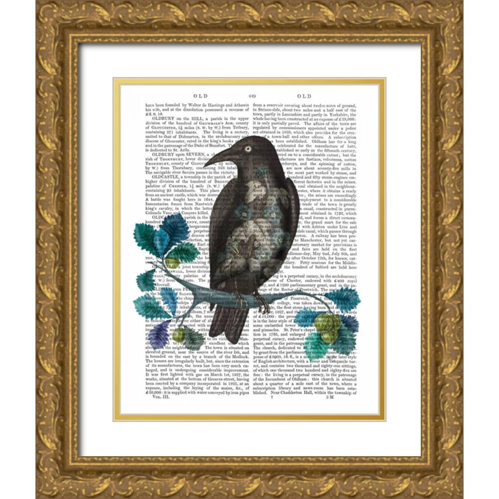 Fab Funky 26x32 Gold Ornate Wood Framed with Double Matting Museum Art Print Titled - Floral ...