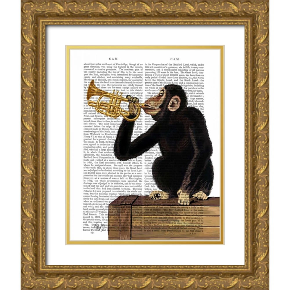 Fab Funky 26x32 Gold Ornate Wood Framed with Double Matting Museum Art ...