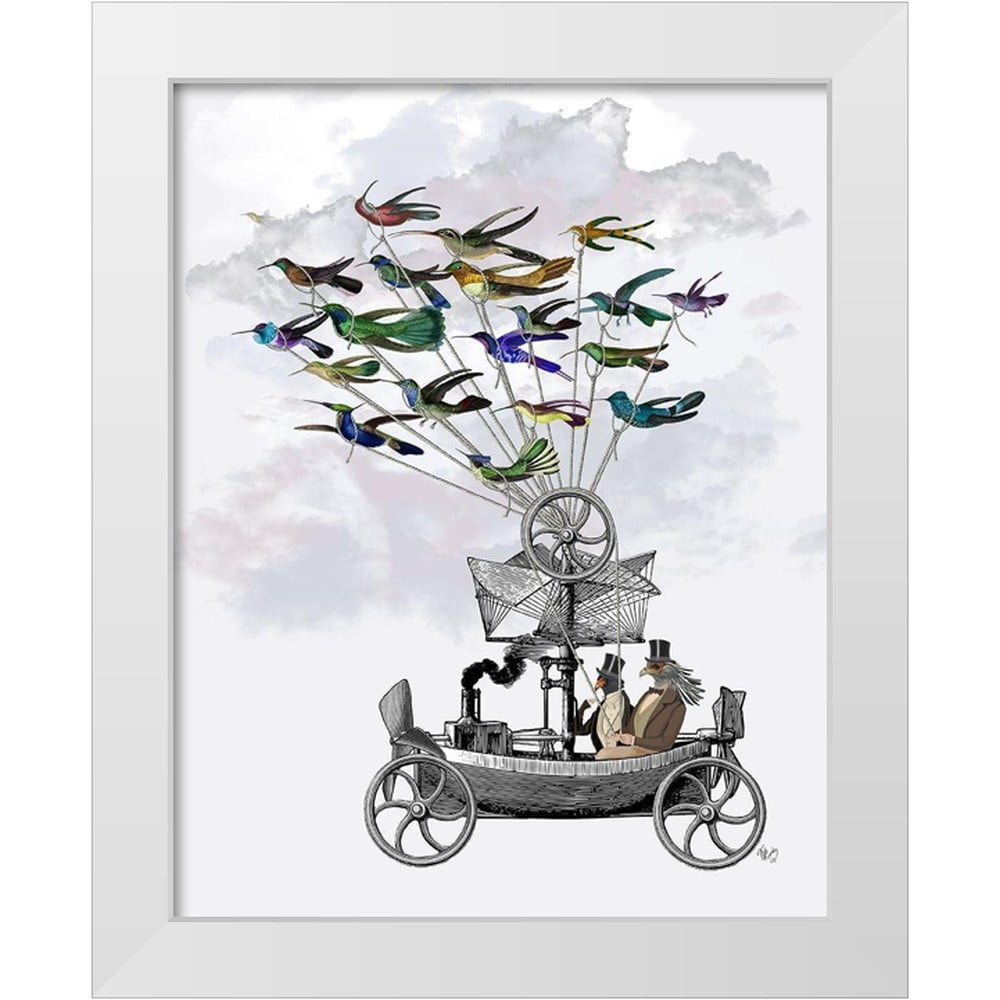 Fab Funky 26x32 White Modern Wood Framed Museum Art Print Titled - Bird ...