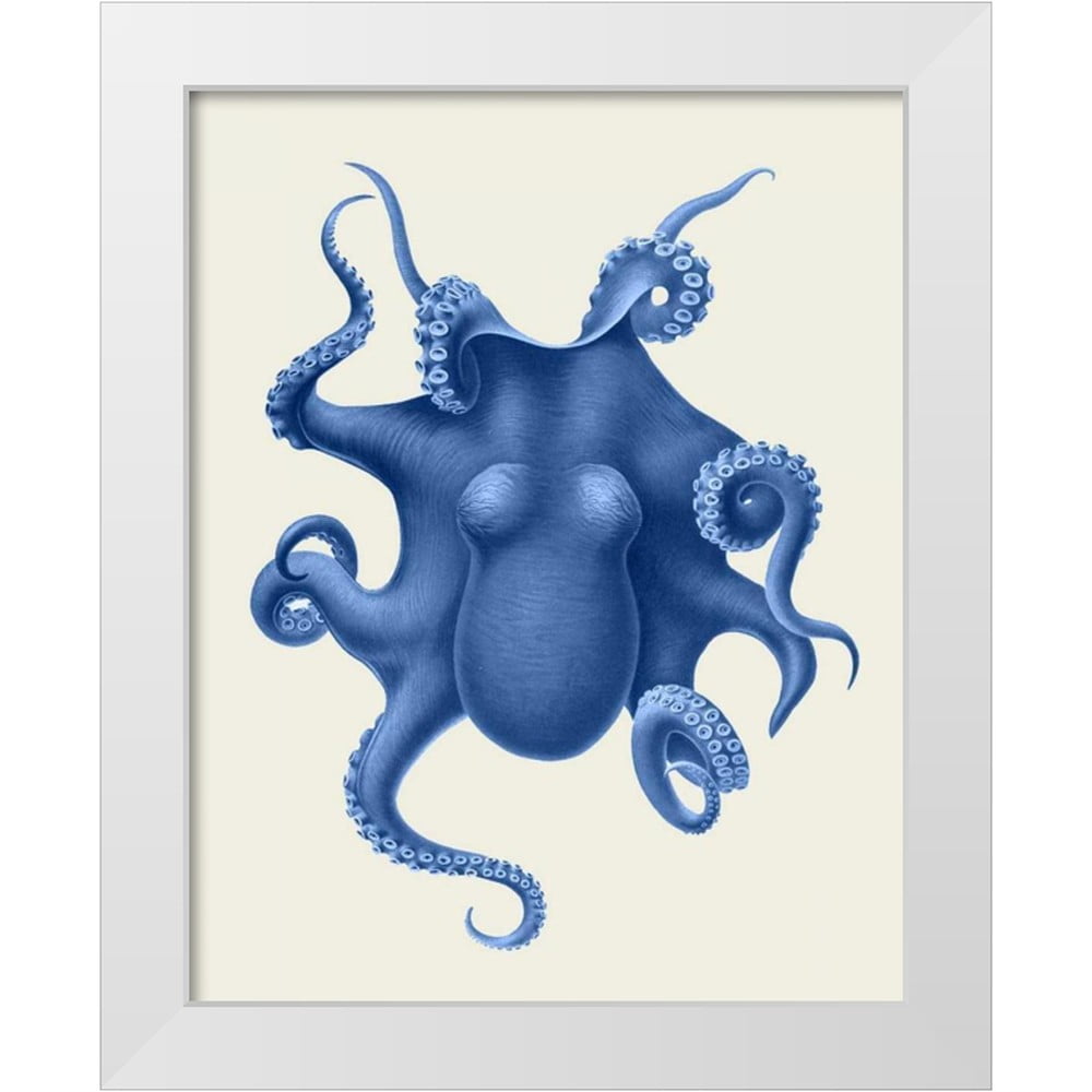 Fab Funky 26x32 White Modern Wood Framed Museum Art Print Titled - Blue ...