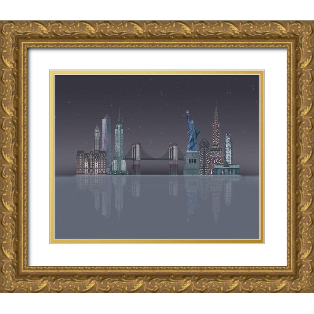 Fab Funky 32x26 Gold Ornate Wood Framed with Double Matting Museum Art ...