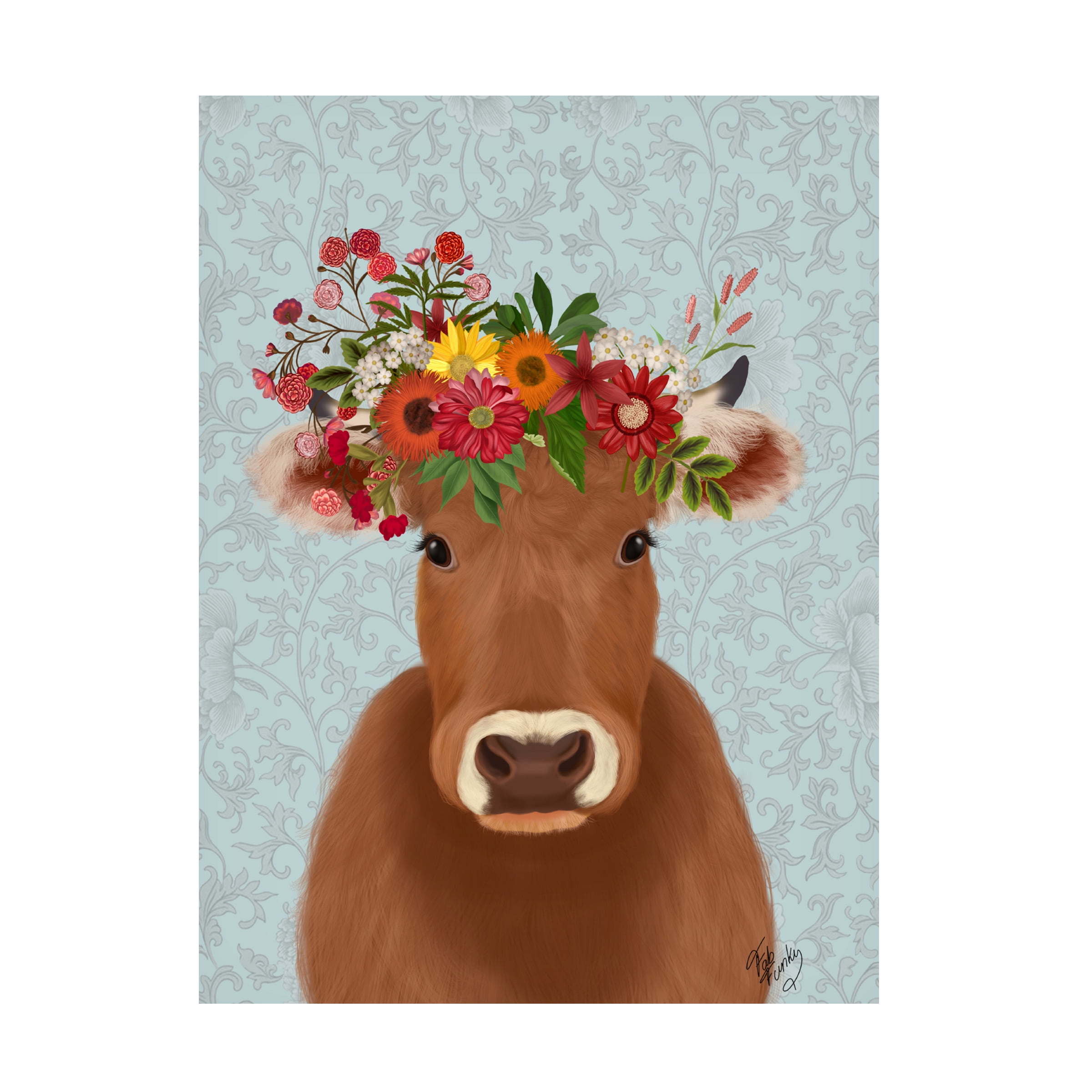 Fab Funky 'Cow Bohemian 1' Canvas Art - Walmart.com
