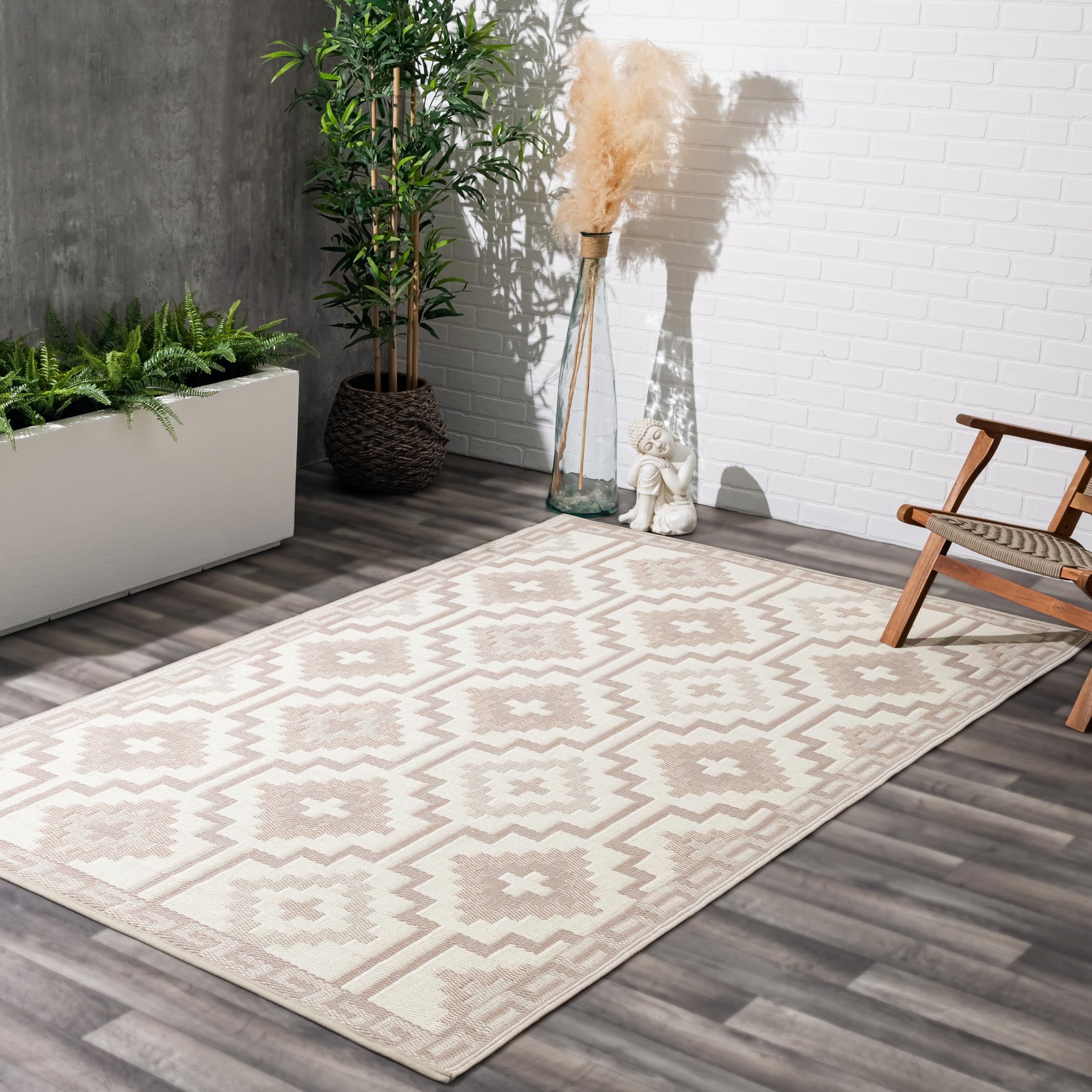 Fab Habitat Boho Vintage Tribal Outdoor Rug - Waterproof, Crease-Free ...