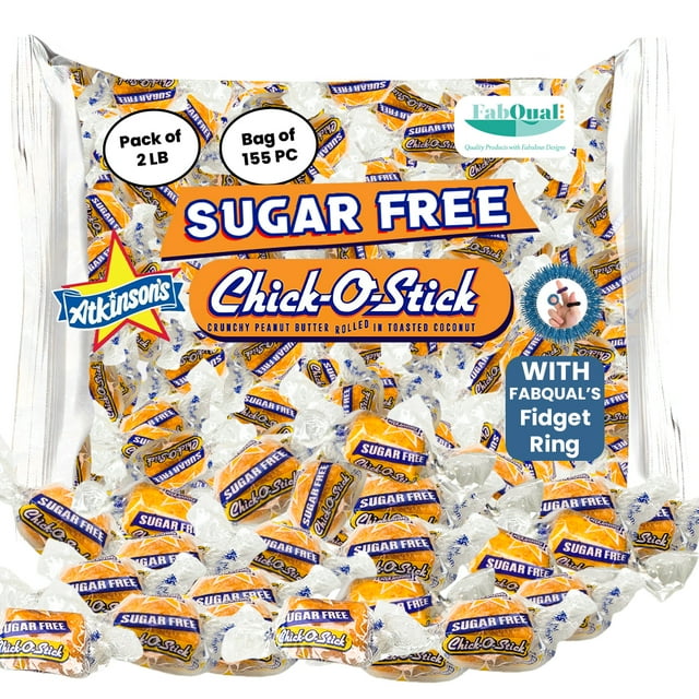 FabQual's 2LB Sugar-Free Chick O Sticks Candy Bulk Pack with Free Ring ...
