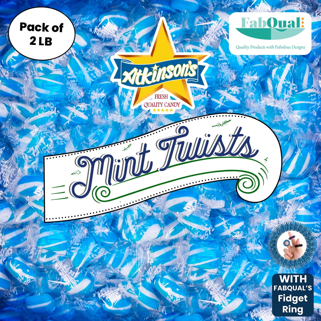 FabQual's Bundle: 2LB Atkinson Candy Blue & White Mint Candy Twists, Hard Candy, Bulk Pack of 2 ...