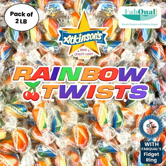 FabQual's Bundle: 2LB Atkinson Candy Rainbow Twists, Fruit Flavored ...
