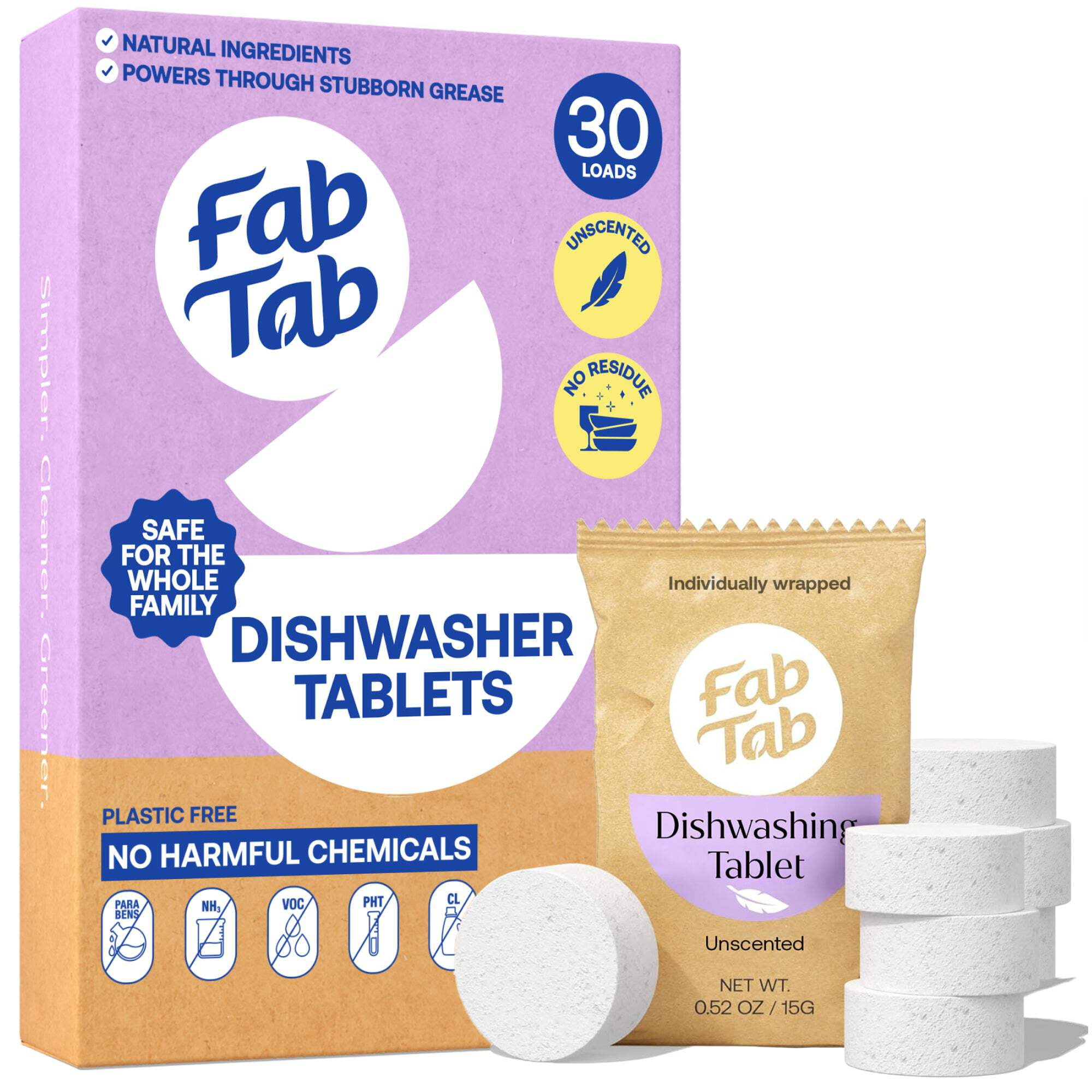 FabTab Dishwashing Tablets, Fragrance Free, 30 Tablets - Walmart.com