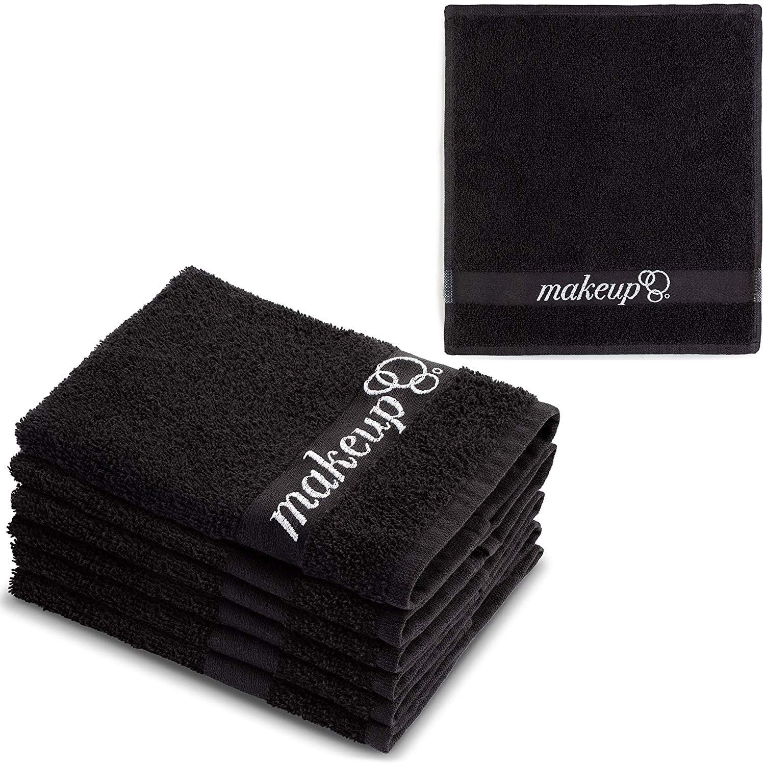 FabbPro Black Makeup Remover Cloth Towels Set of 6 Facial Makeup Eraser ...