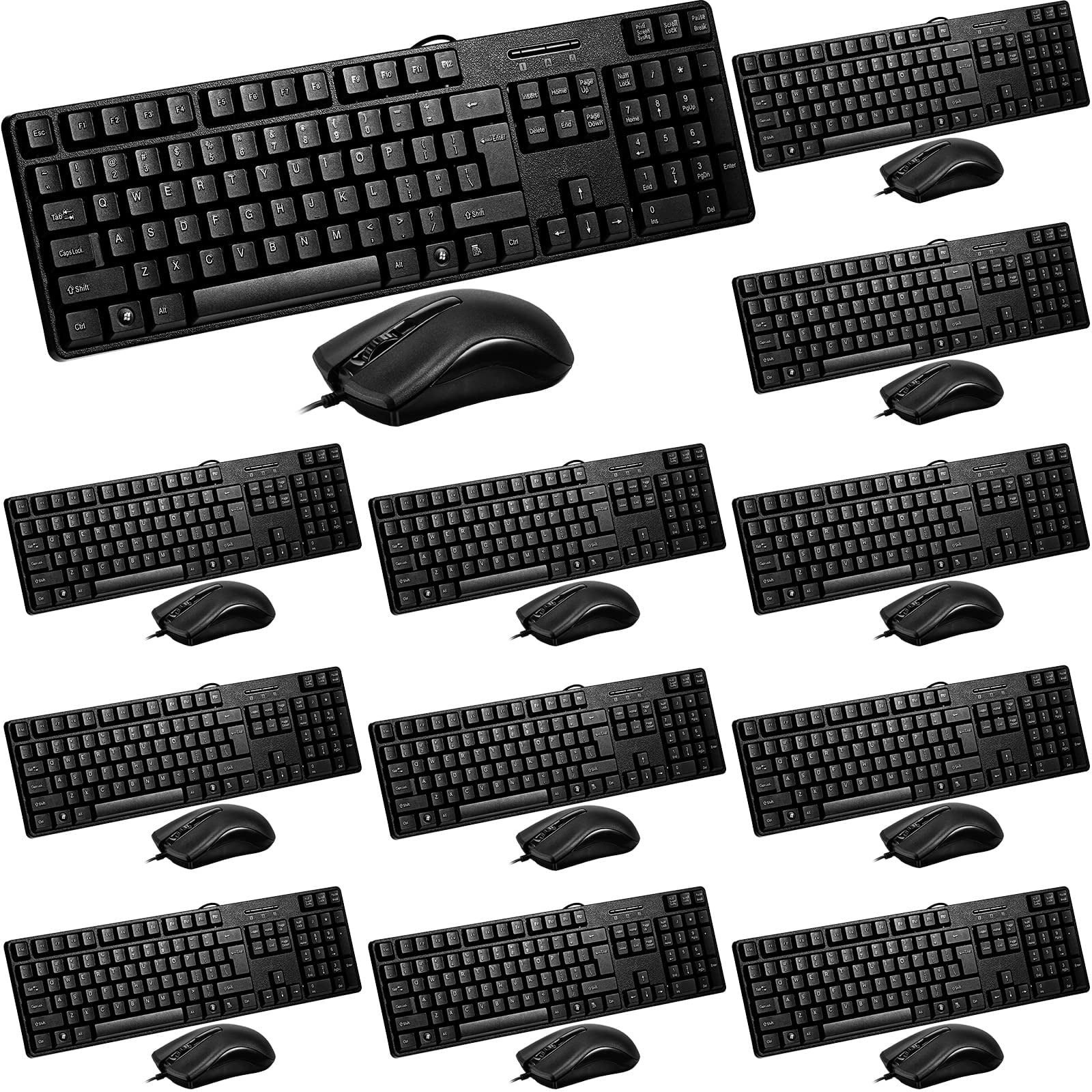 Fabbay 24 Pcs USB Wired Keyboard and Mouse 12 Wired Mouse 12 Corded ...