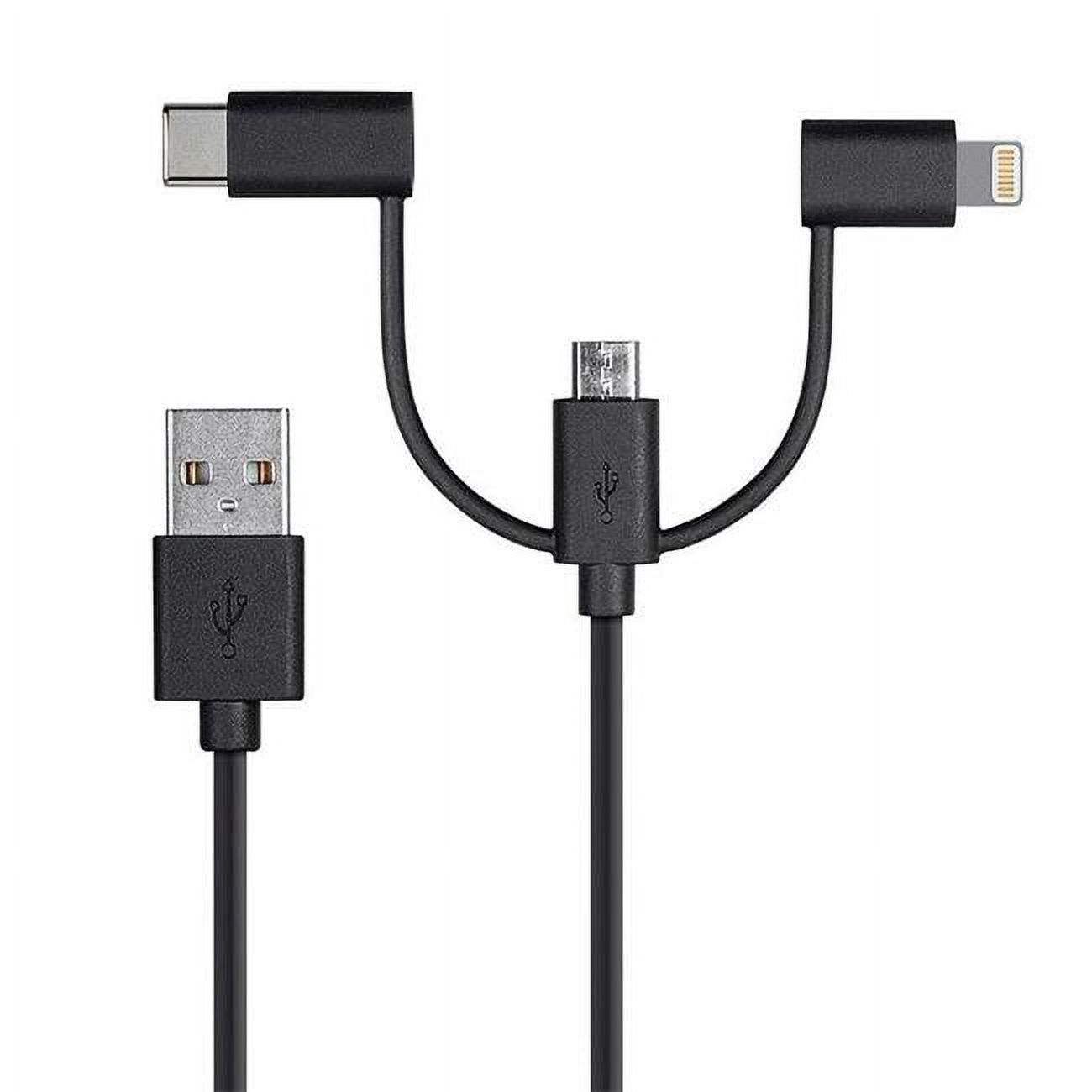 Fabcordz Lightning, Type C and Micro USB Cable 3 ft. Black - Walmart.com