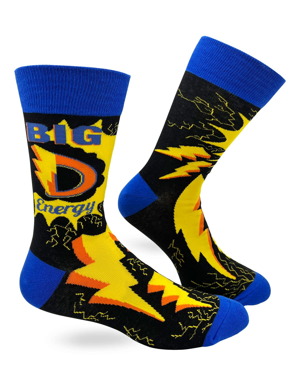 Fabdaz Big D Energy Funny Socks for Men - Colorful Lightning Bolt ...