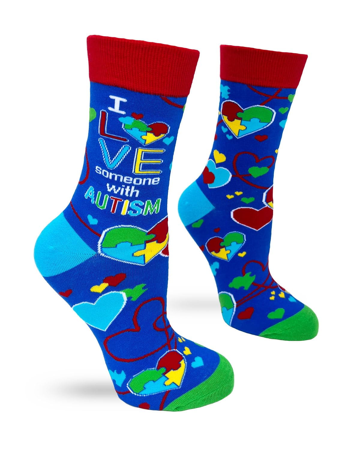 Fabdaz Colorful I Love Someone with Autism Women's Socks Celebrate ...