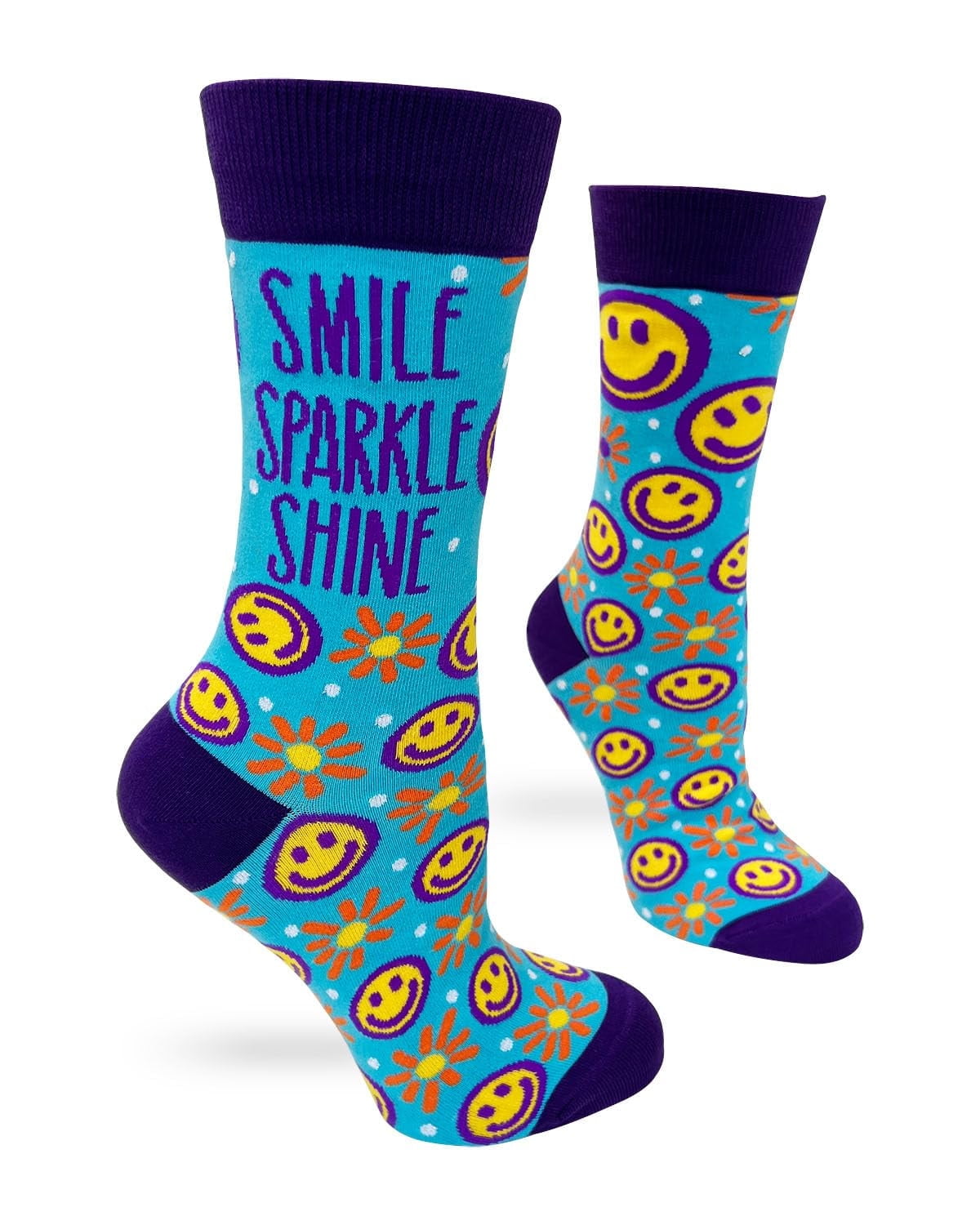 Fabdaz Smile Sparkle Shine Positive Message Novelty Socks with Smiley ...