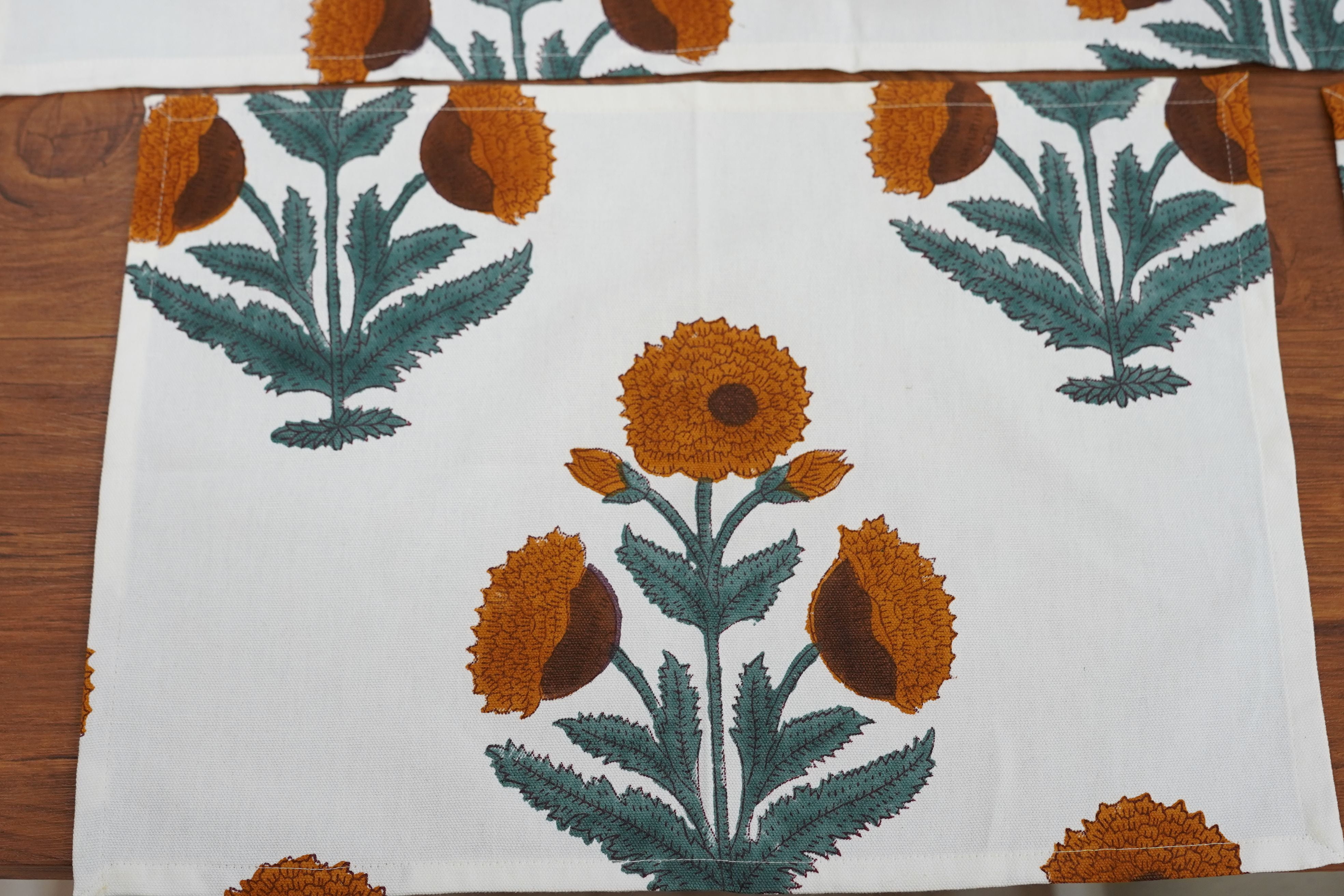Fabdivine 13X19 Inch Traditional Block Print Table Napkins Orange ...