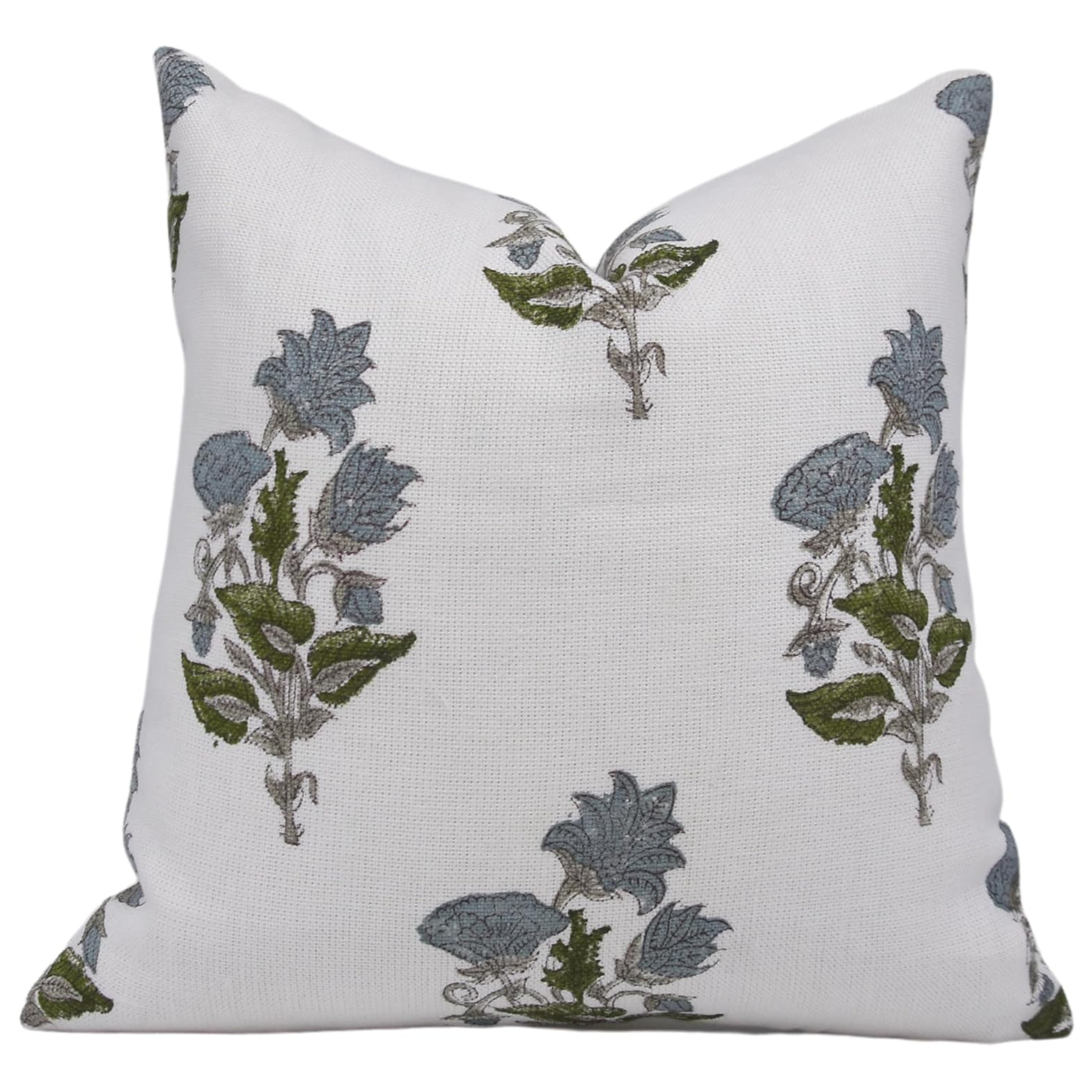 Fabdivine Block Print Throw Pillow Cover, 14x14 Inch Off White Linen ...