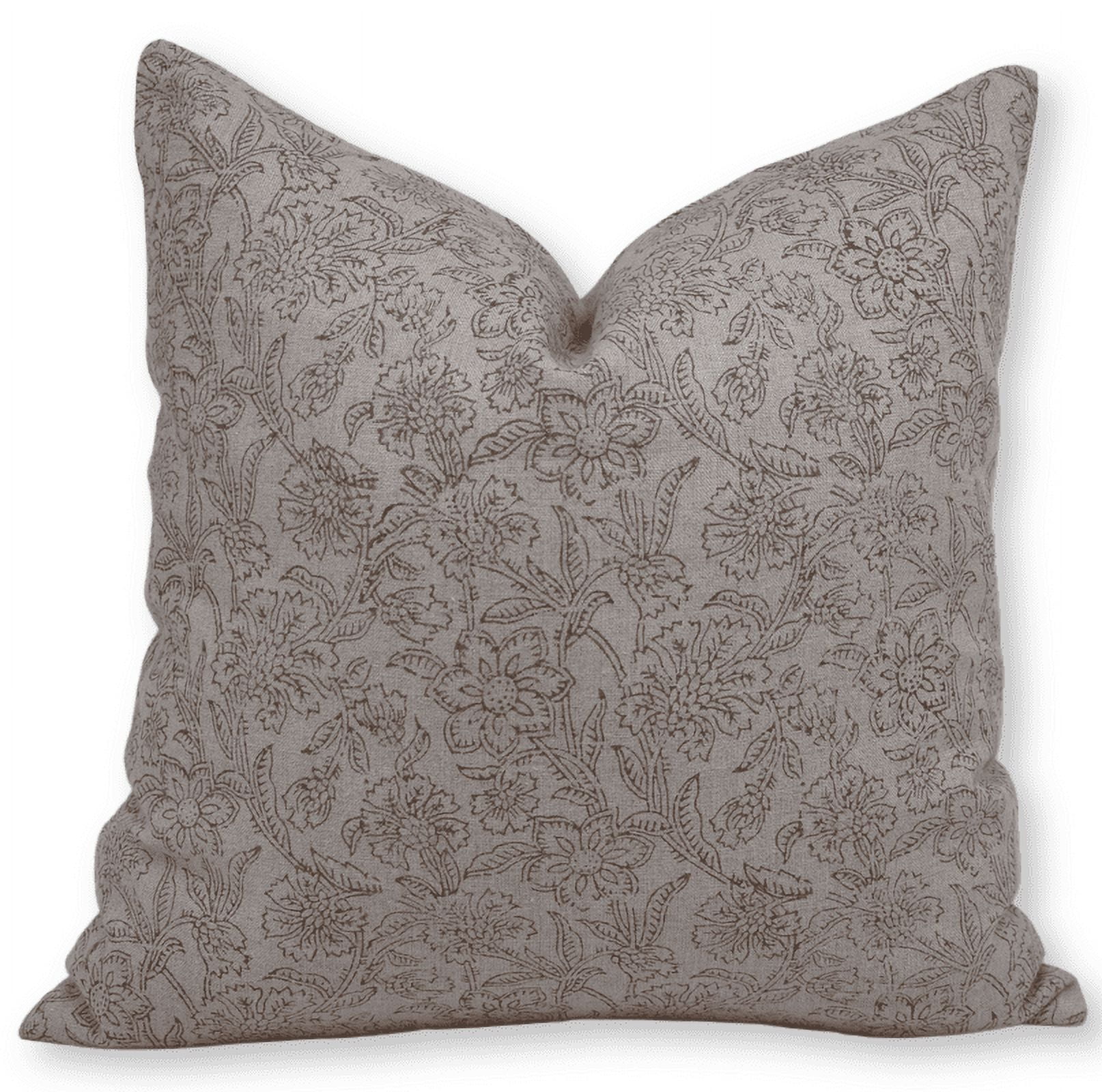 Fabdivine Block Print Throw Pillow Cover, 14x14 Inch Pure Linen ...