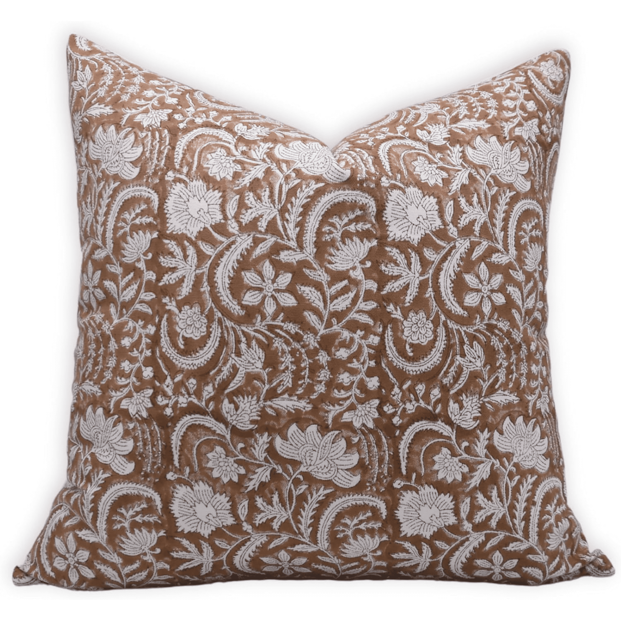 Fabdivine Block Print Throw Pillow Cover, 14x14 Inch Thick Cotton White ...
