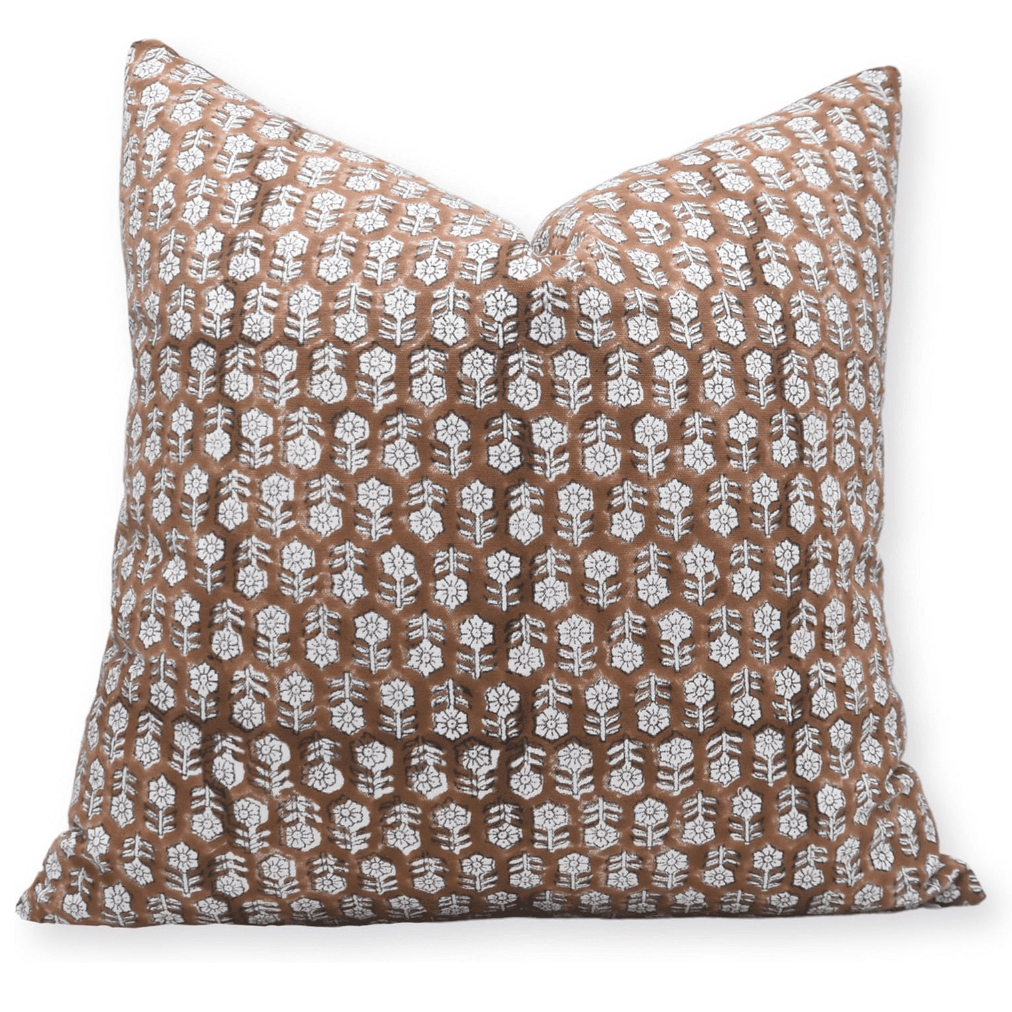 Fabdivine Block Print Throw Pillow Cover, 14x14 Inch Thick Cotton White ...