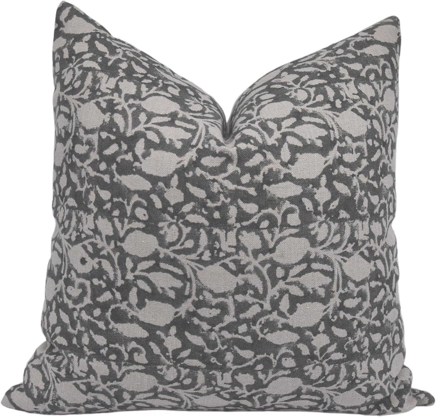 Fabdivine Block Print Throw Pillow Cover, 14x14 Inch Thick Linen ...