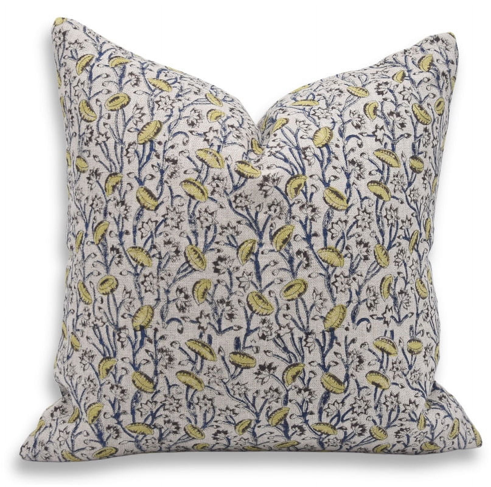 Fabdivine Block Print Throw Pillow Cover, 14x14 Inch Thick Linen ...