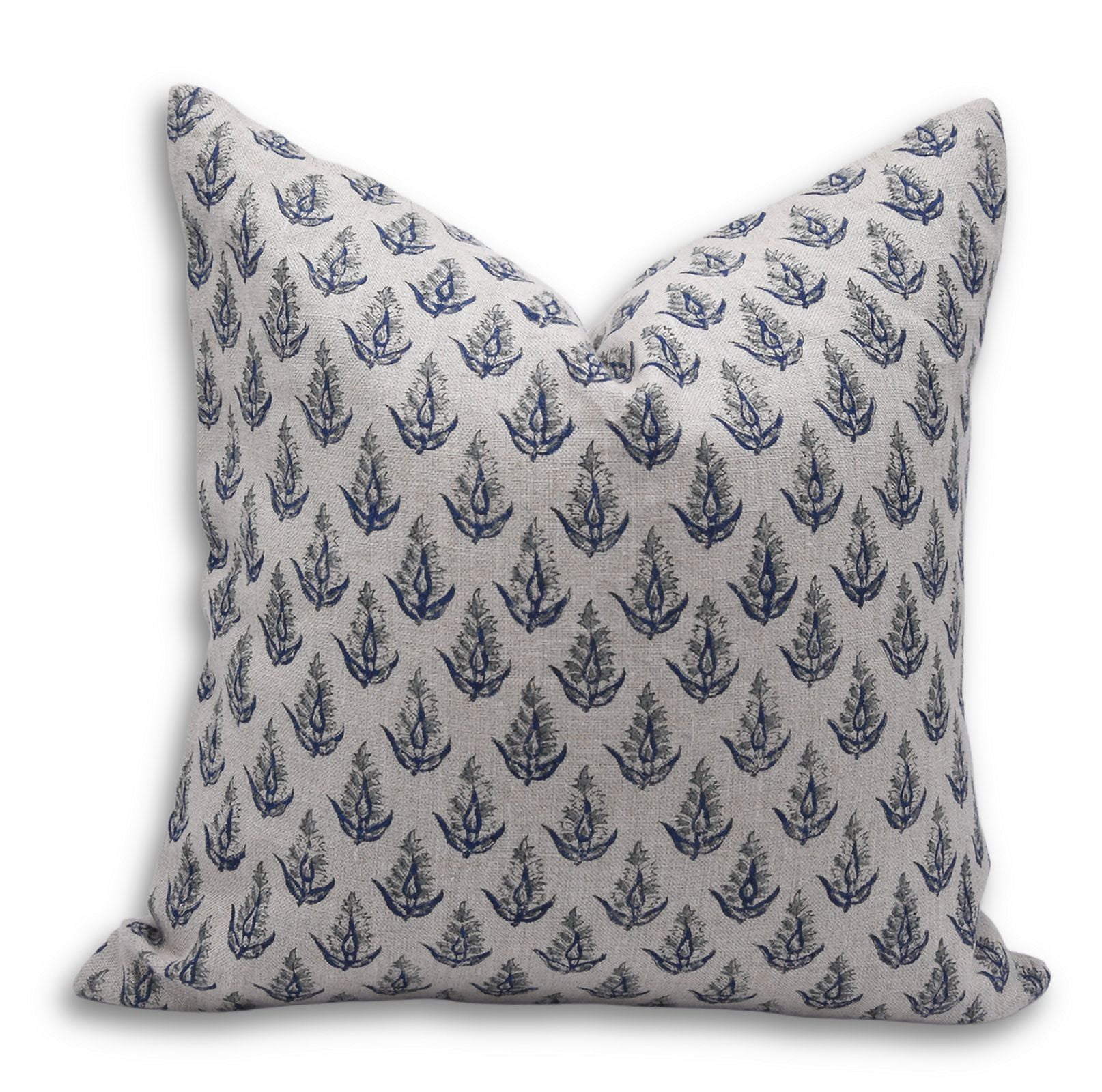 Fabdivine Block Print Throw Pillow Cover, 14x14 Inch Thick Linen ...
