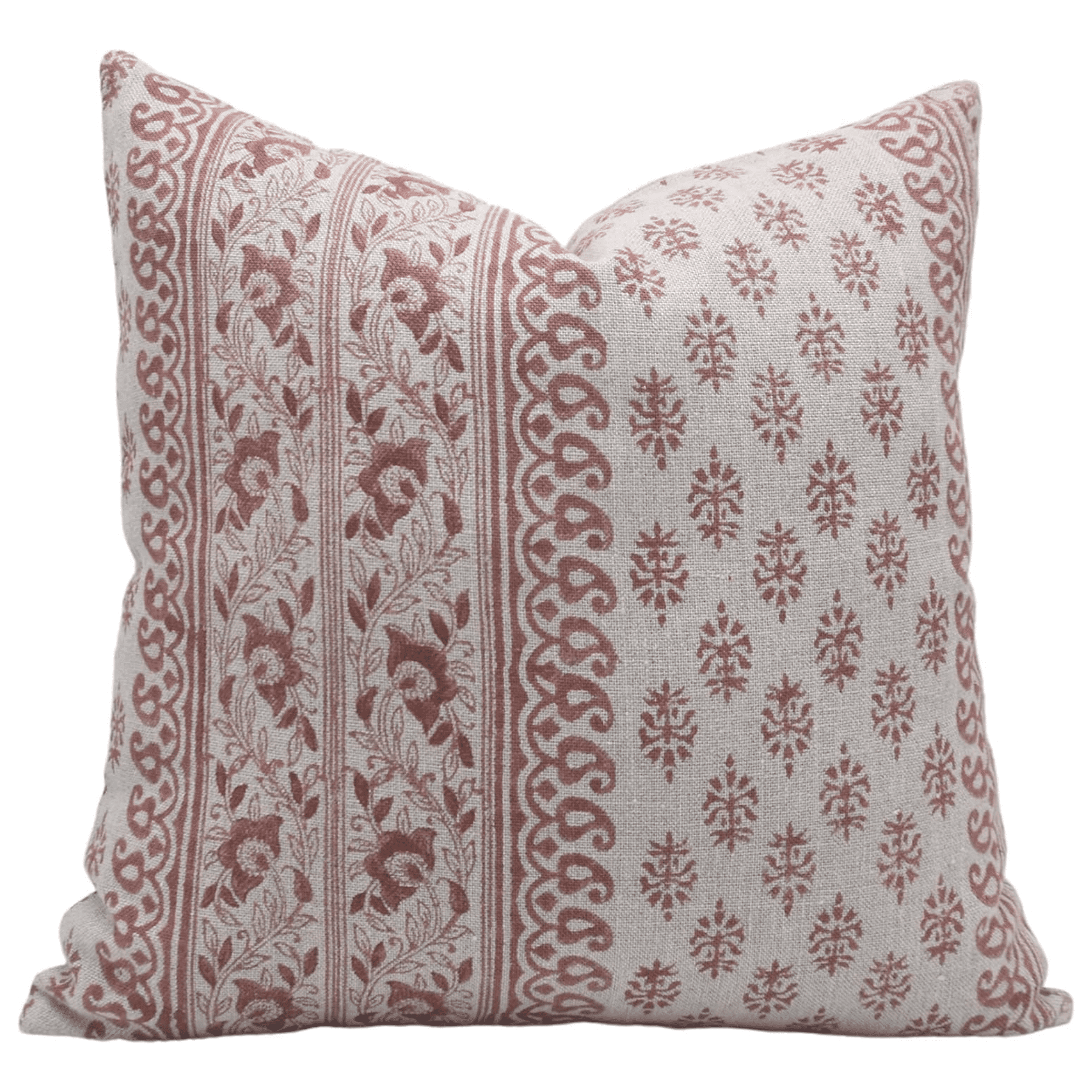 Fabdivine Block Print Throw Pillow Cover, 14x14 Inch Thick Linen ...