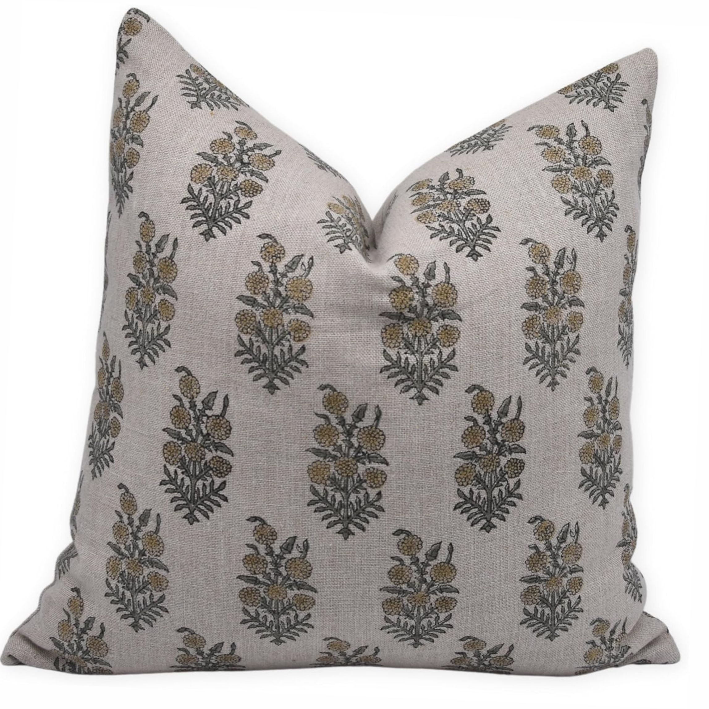 Fabdivine Block Print Throw Pillow Cover, 14x14 Inch Thick Linen ...
