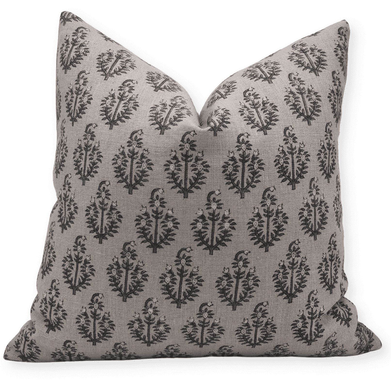 Fabdivine Block Print Throw Pillow Cover, 14x14 Inch Thick Linen ...