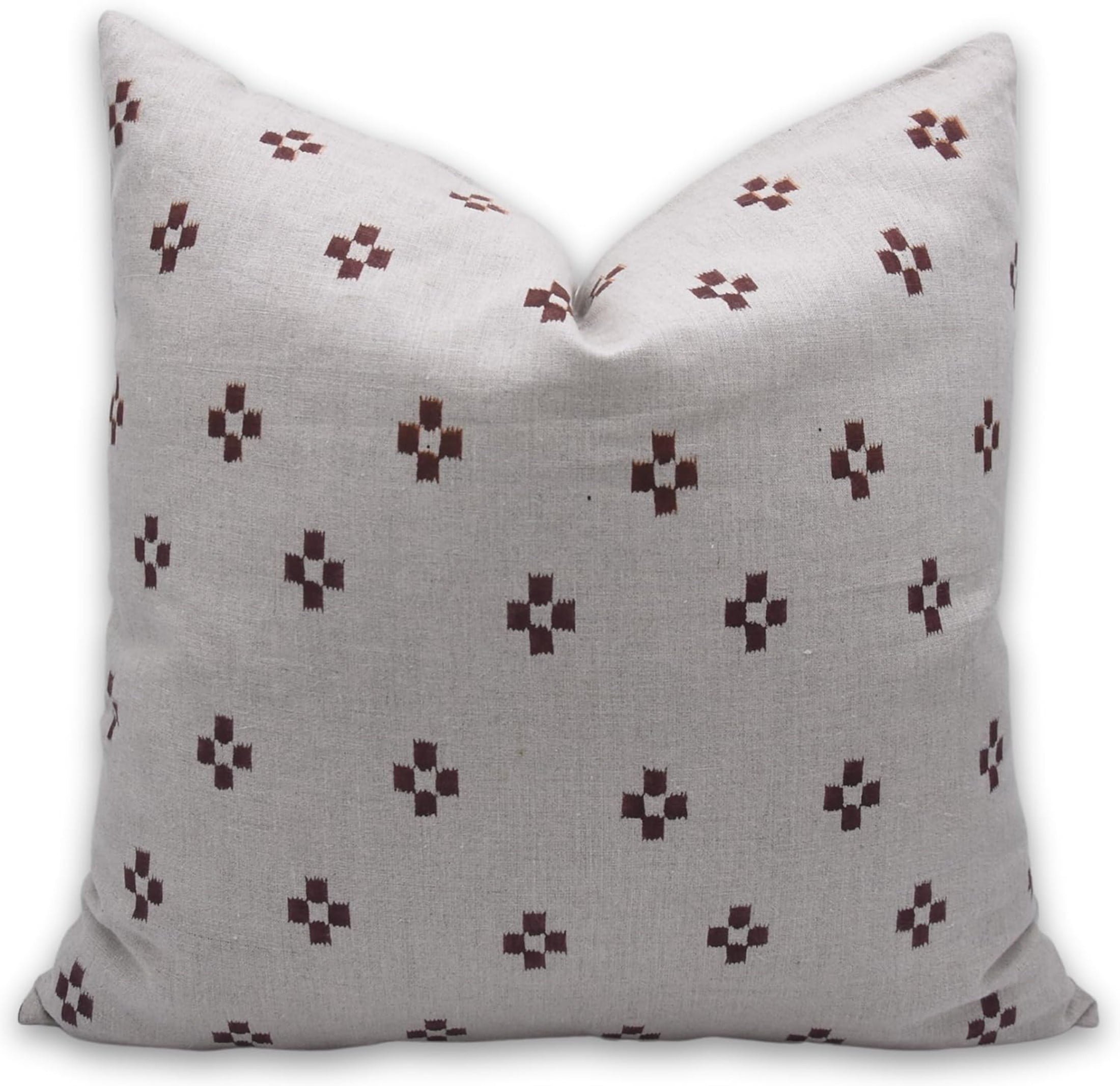 Fabdivine Block Print Throw Pillow Cover, 14x20 Inch Pure Linen ...