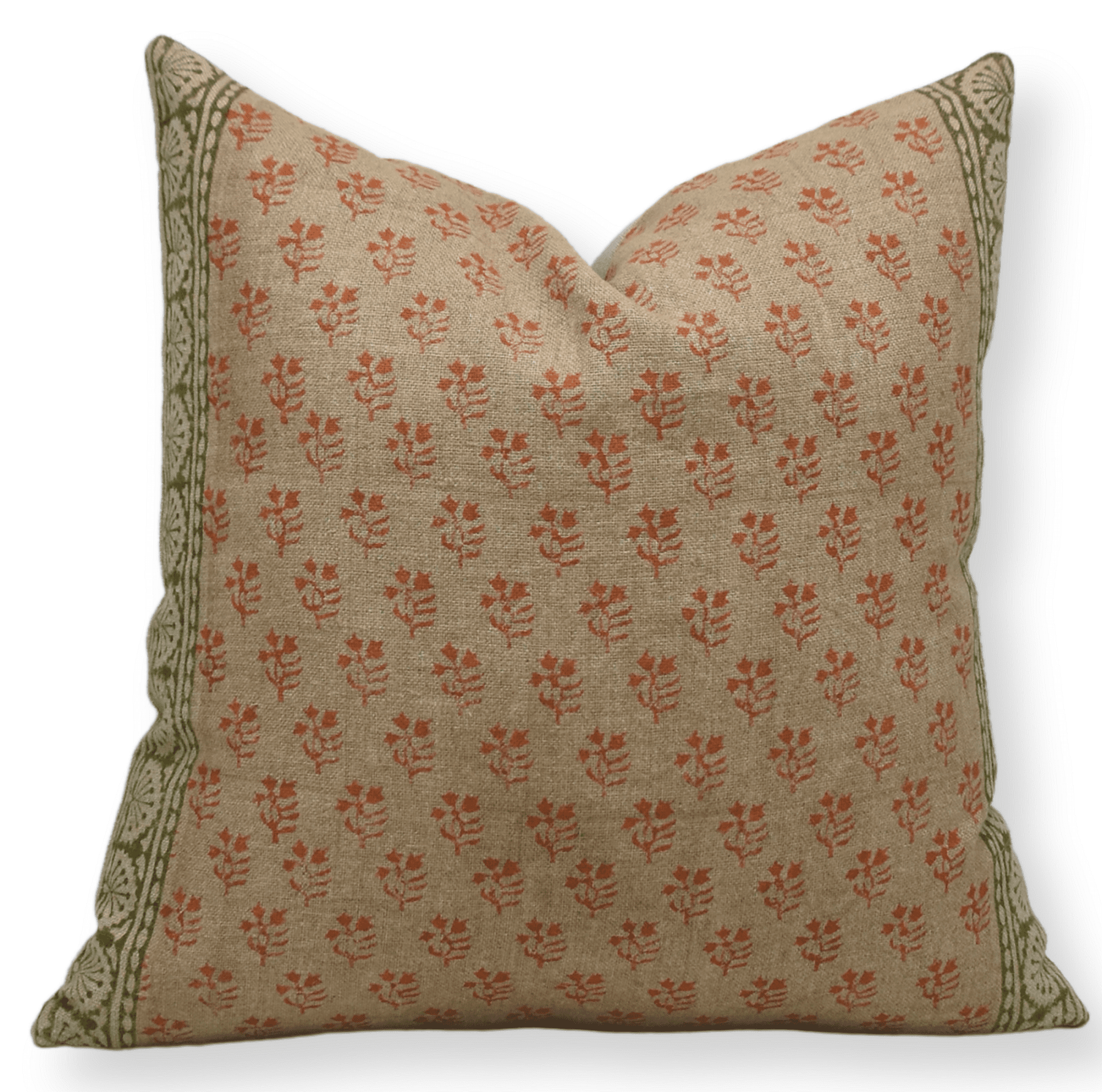 Fabdivine Block Print Throw Pillow Cover, 14x20 Inch Thick Linen ...