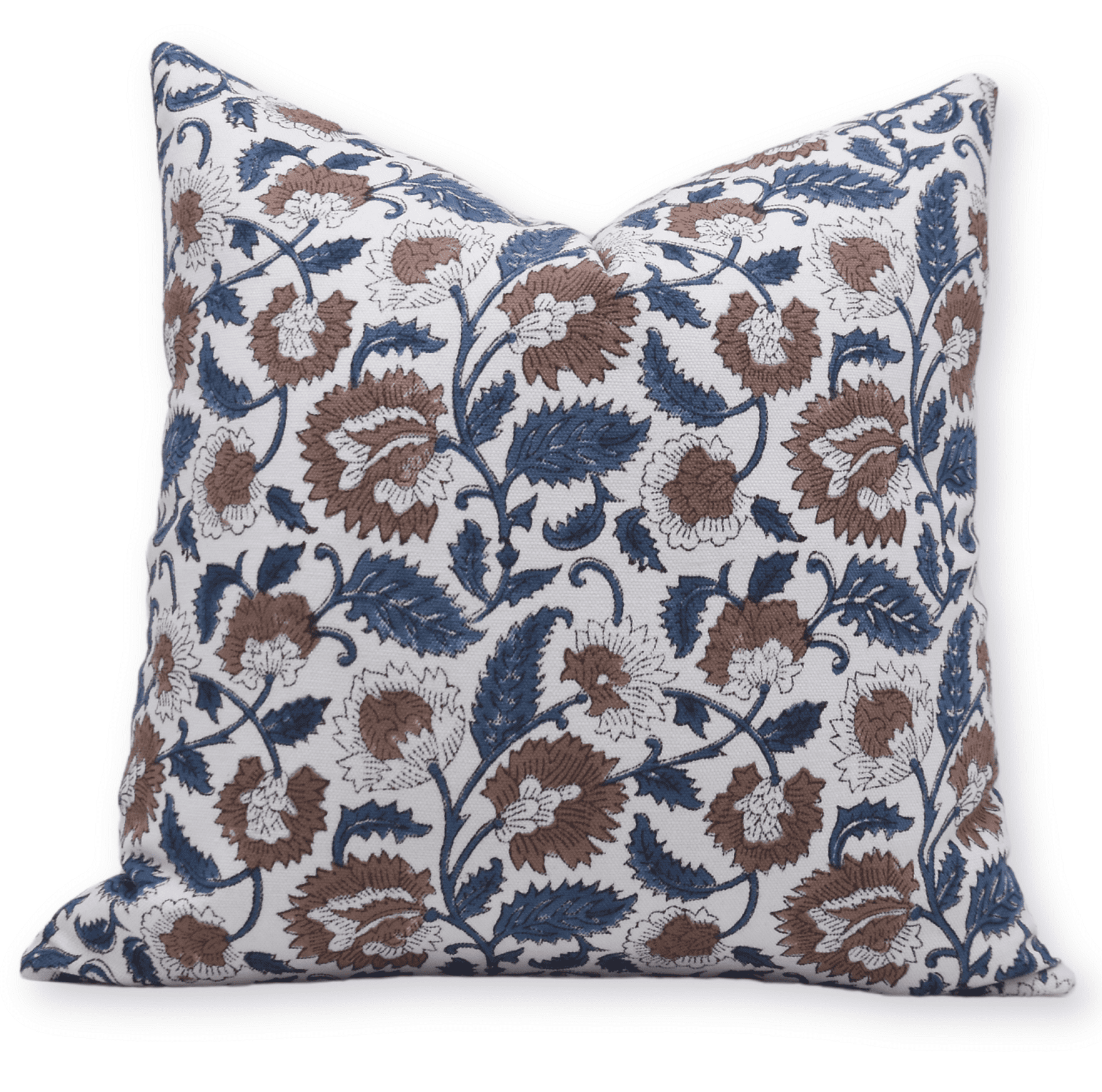 Fabdivine Block Print Throw Pillow Cover, 18X18 Inch Thick Cotton White ...