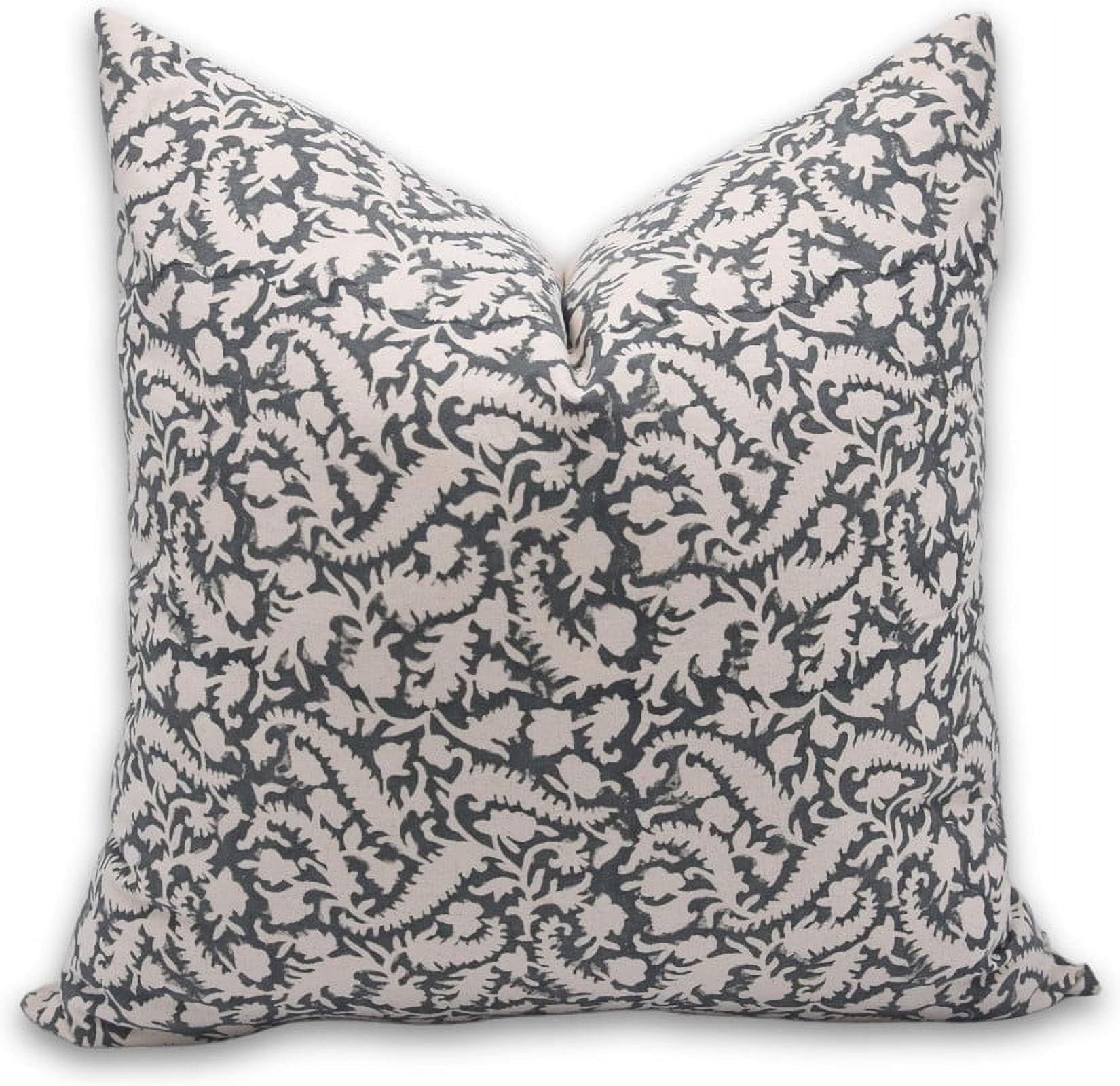 Fabdivine Block Print Throw Pillow Cover, 22x22 Inch Duck Canvas ...