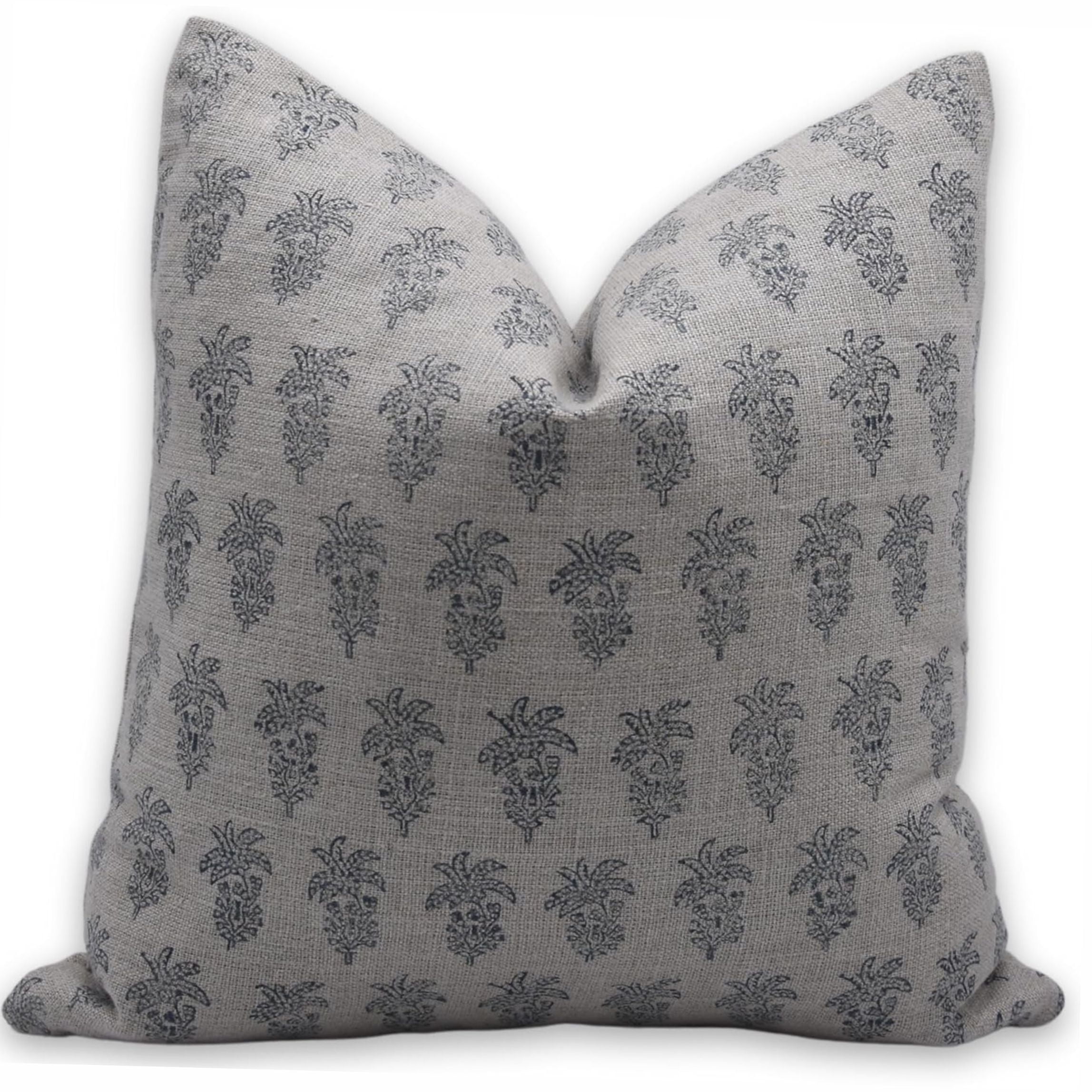 Fabdivine Block Print Throw Pillow Cover, 22x22 Inch Thick Linen ...