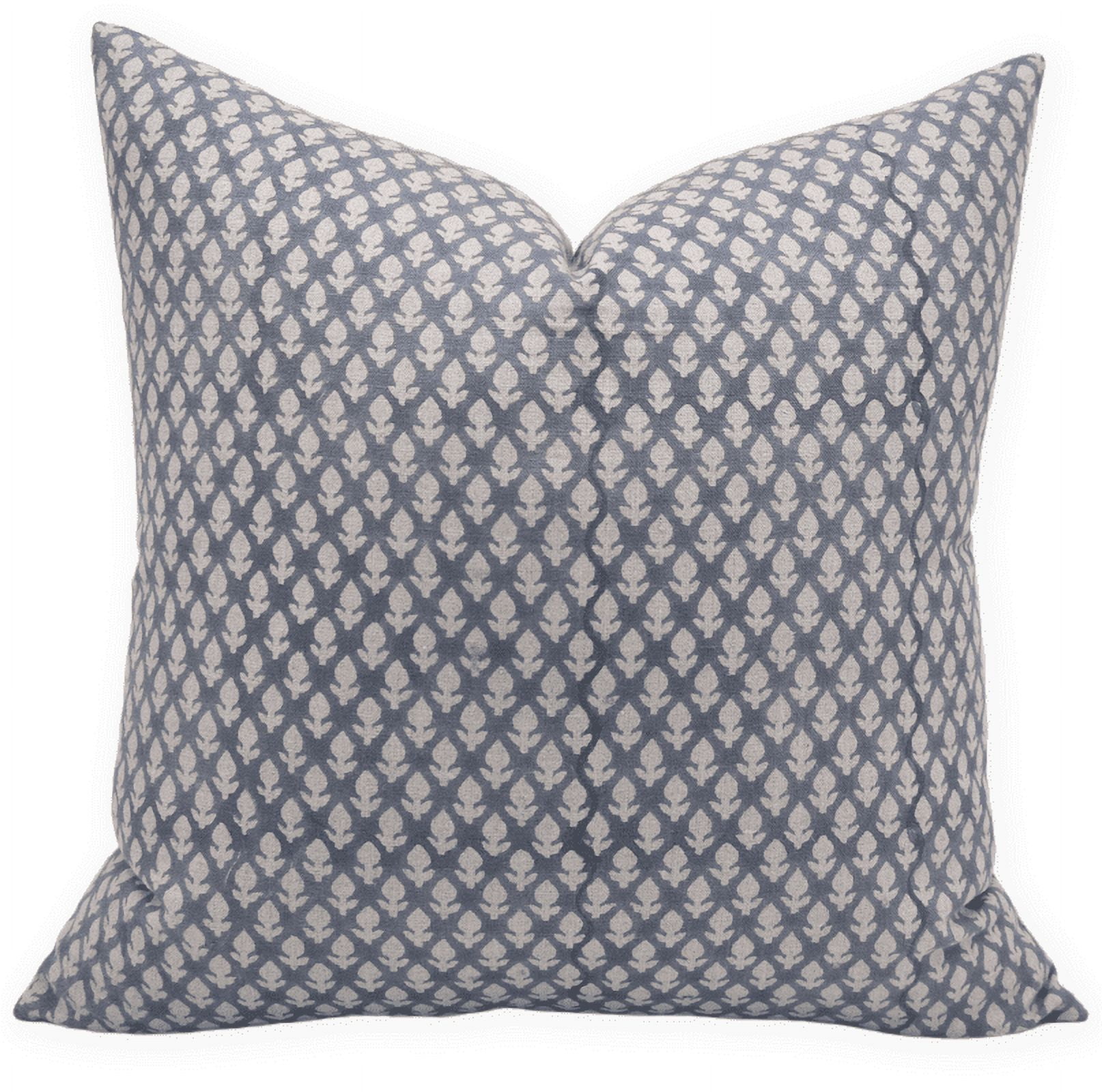 Fabdivine Block Print Throw Pillow Cover, 24x24 Inch Pure Linen Outdoor ...