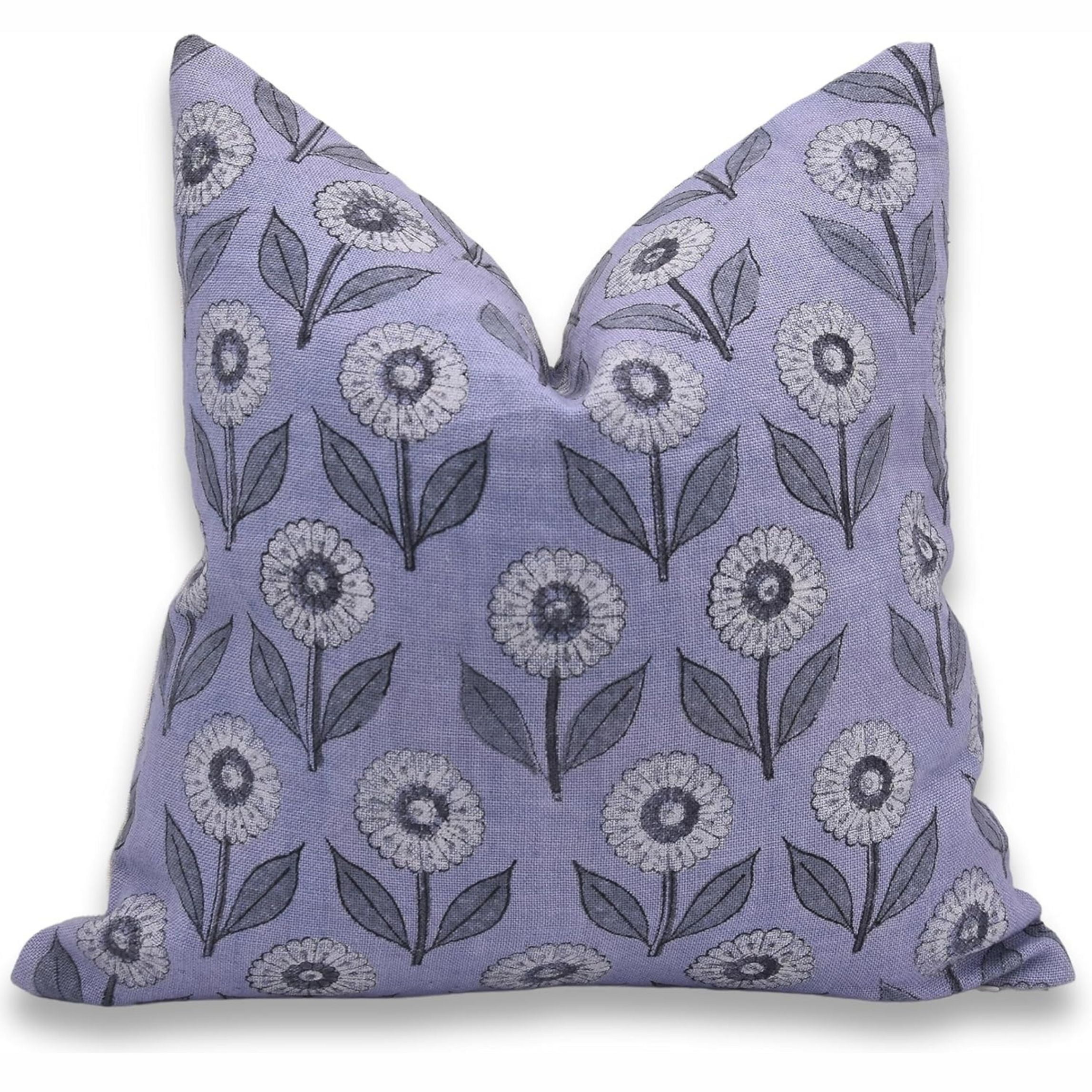 Fabdivine Block Print Throw Pillow Cover, 26x26 Inch Off white Linen ...