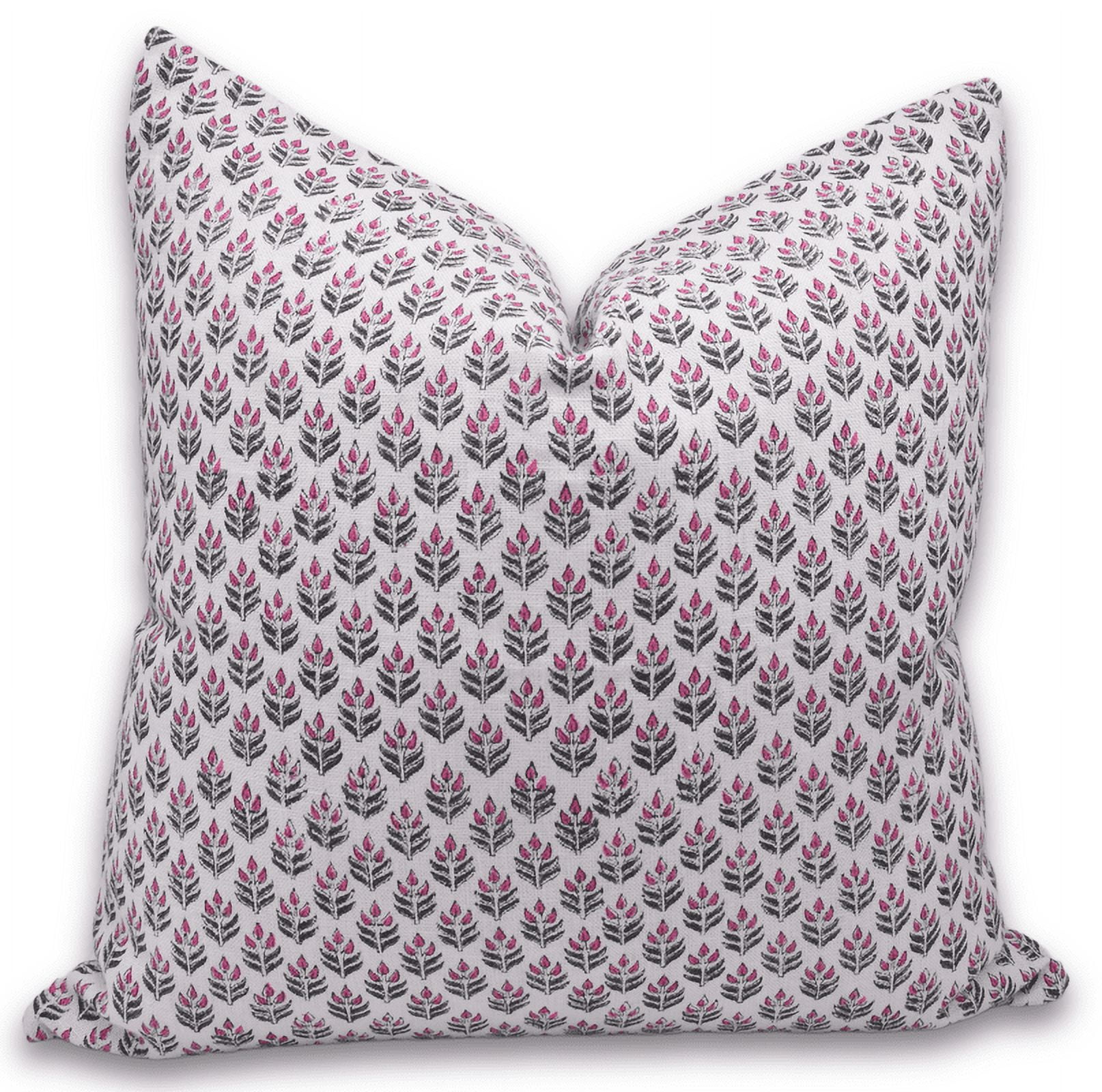 Fabdivine Block Print Throw Pillow Cover, 26x26 Inch Off whiteLinen ...