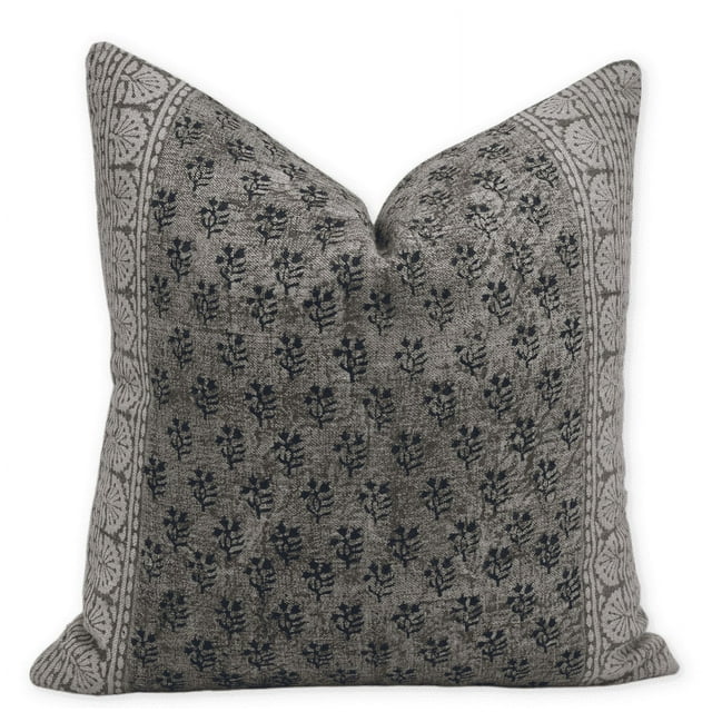 Fabdivine Block Print Throw Pillow Cover, 26x26 Inch Thick Linen ...