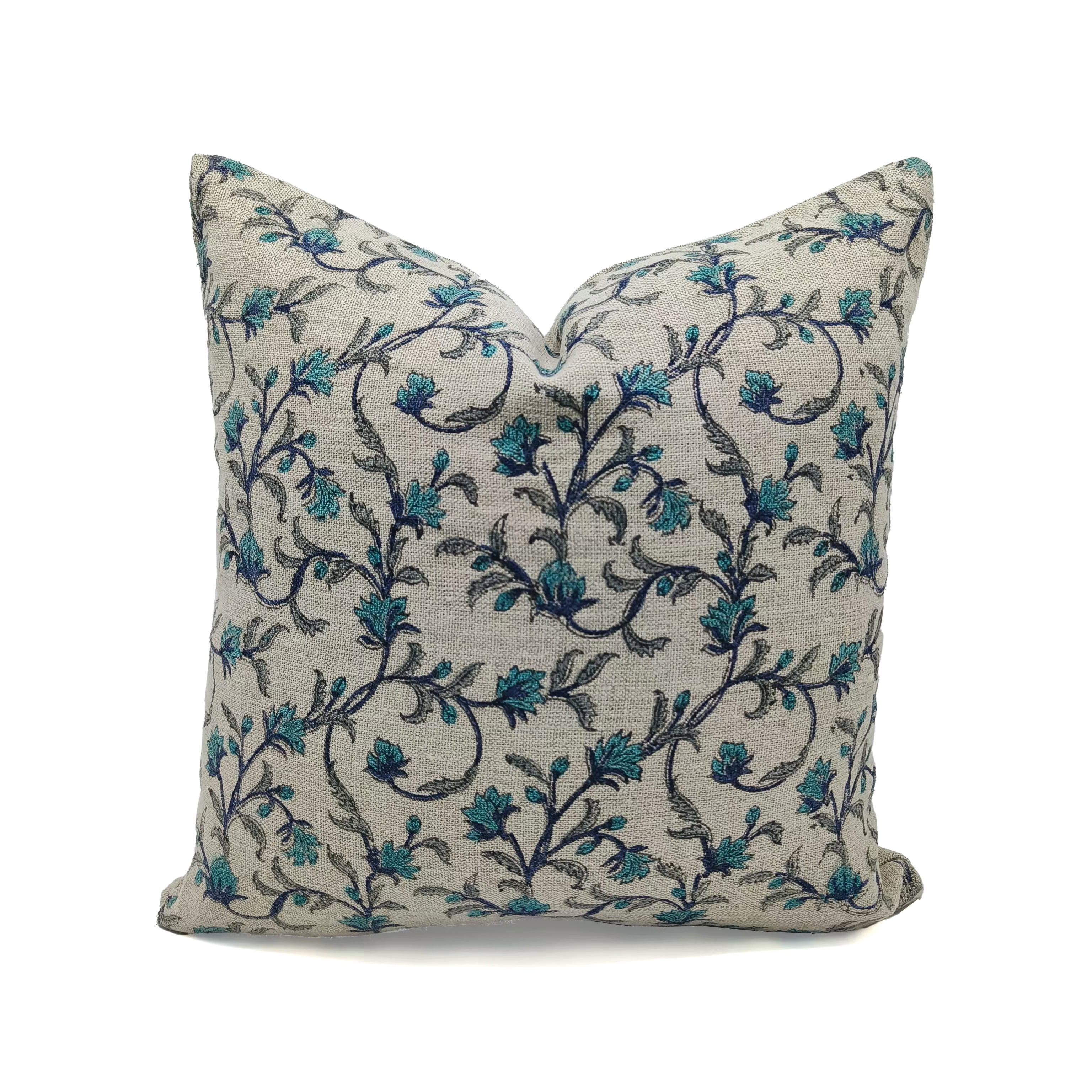 Fabdivine Thick Linen Hand Block Print Vintage Throw Cushion Cover , 14 ...