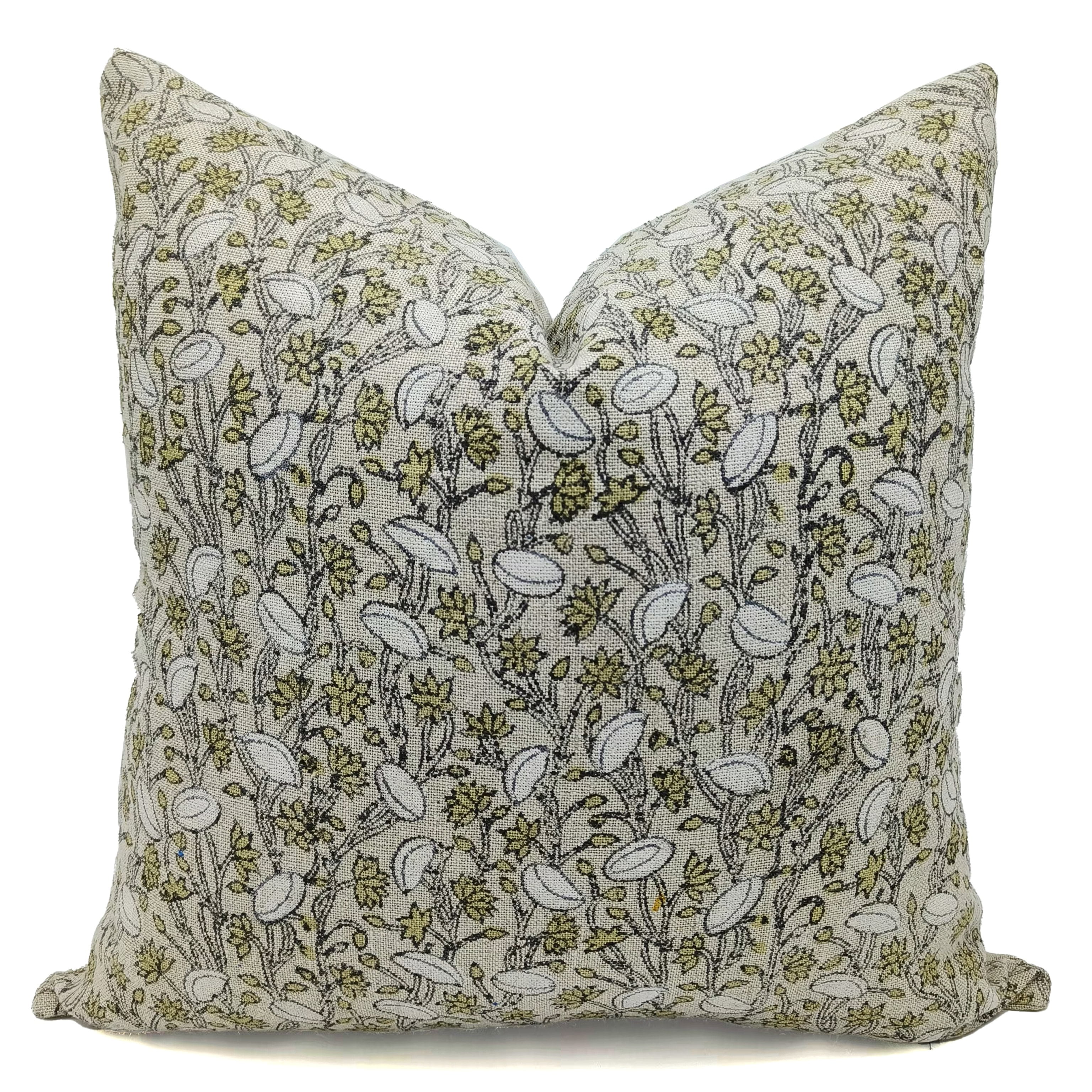 Fabdivine Thick Linen Hand Block Print Vintage Throw Cushion Cover , 26 ...