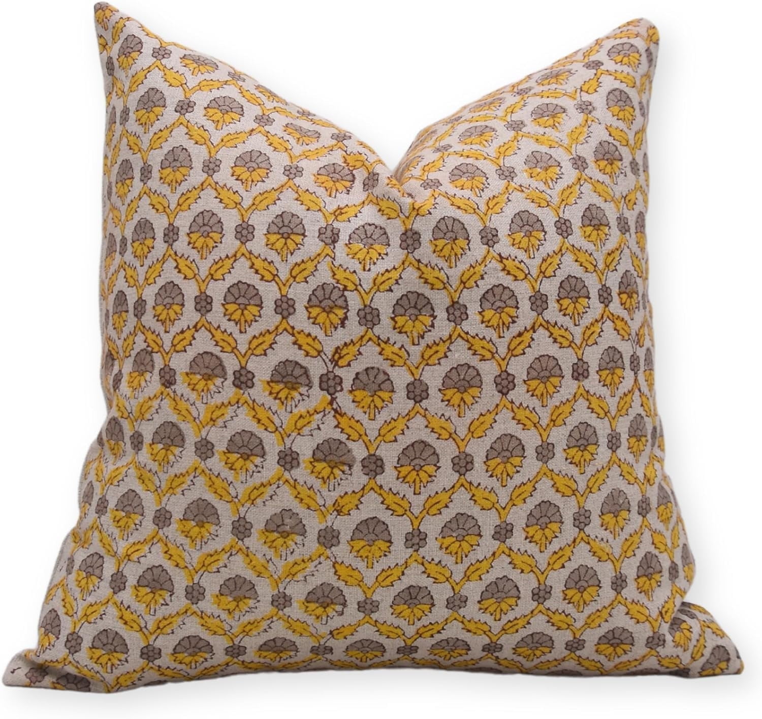 Fabdivine Unique Pure Linen Pillow Cover with Block Prints, 12X20 ...