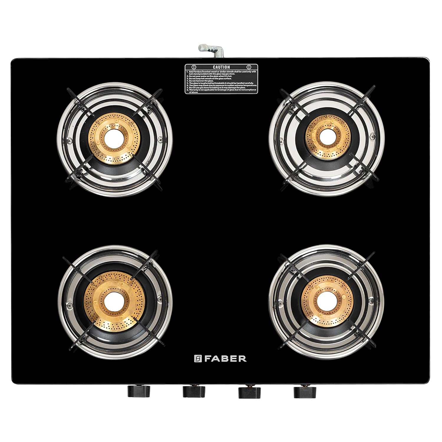 Faber 4 Burner 63Cm Cooktop Black Glass Top 4 Brass Burners 1 Jumbo 2 ...