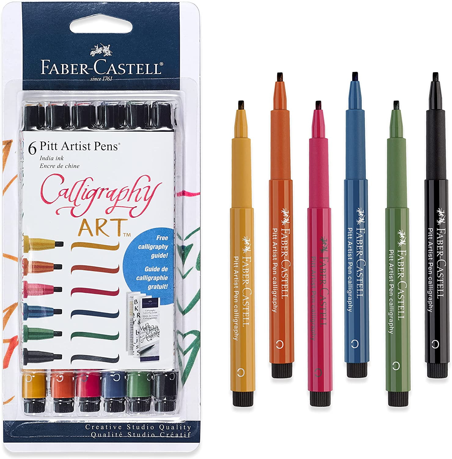 Faber-Castell Calligraphy Pitt Artist Pen Set - 6 Multi Colored ...