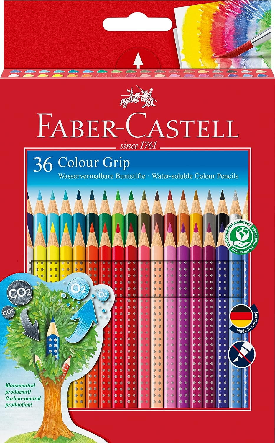 Faber-Castell Color Grip Colouring Pencils - Water-Soluble - Pack of 36 ...