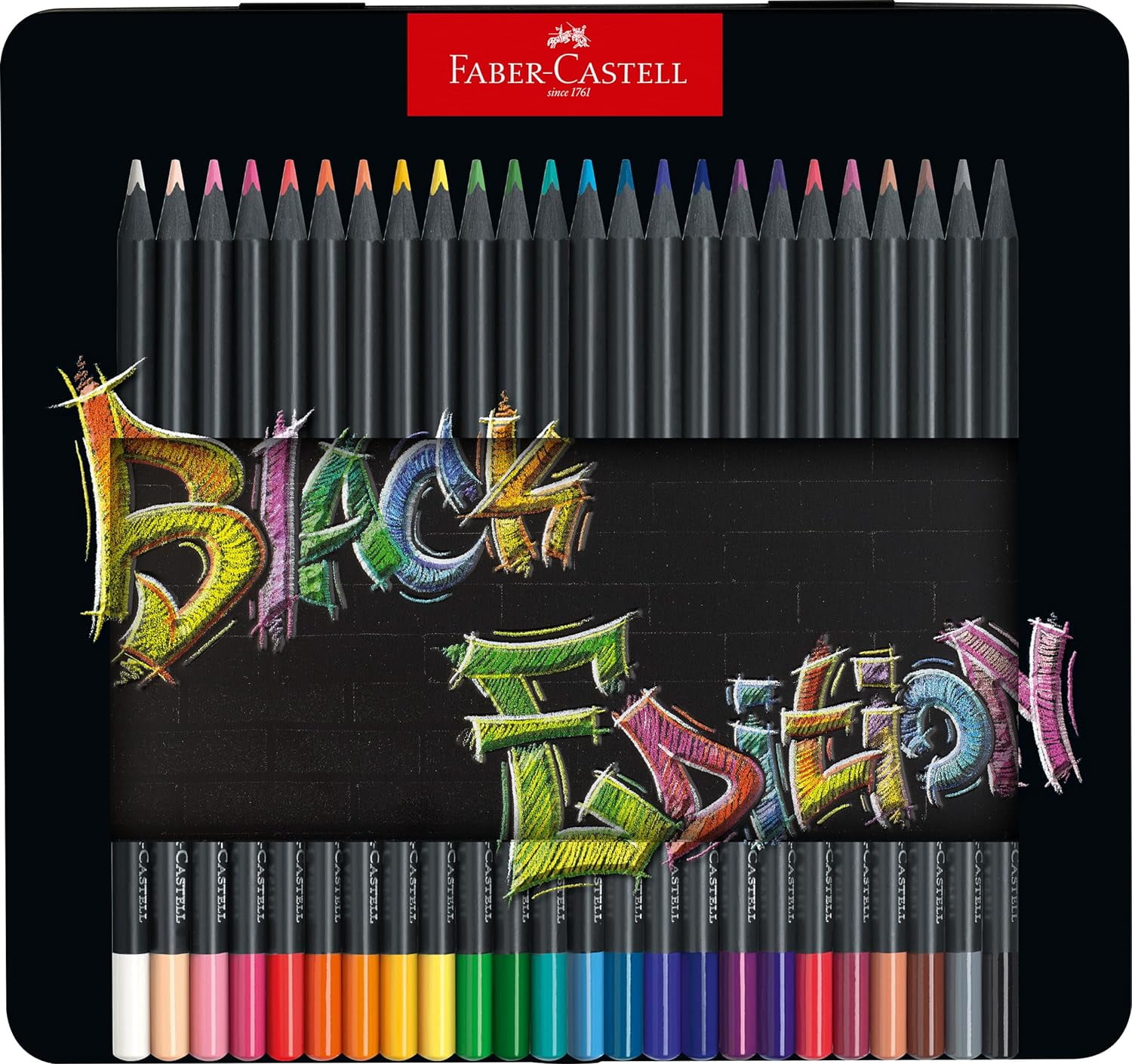 Faber-Castell Coloring Pencils - Black Edition - Tin of 24 - Walmart.com