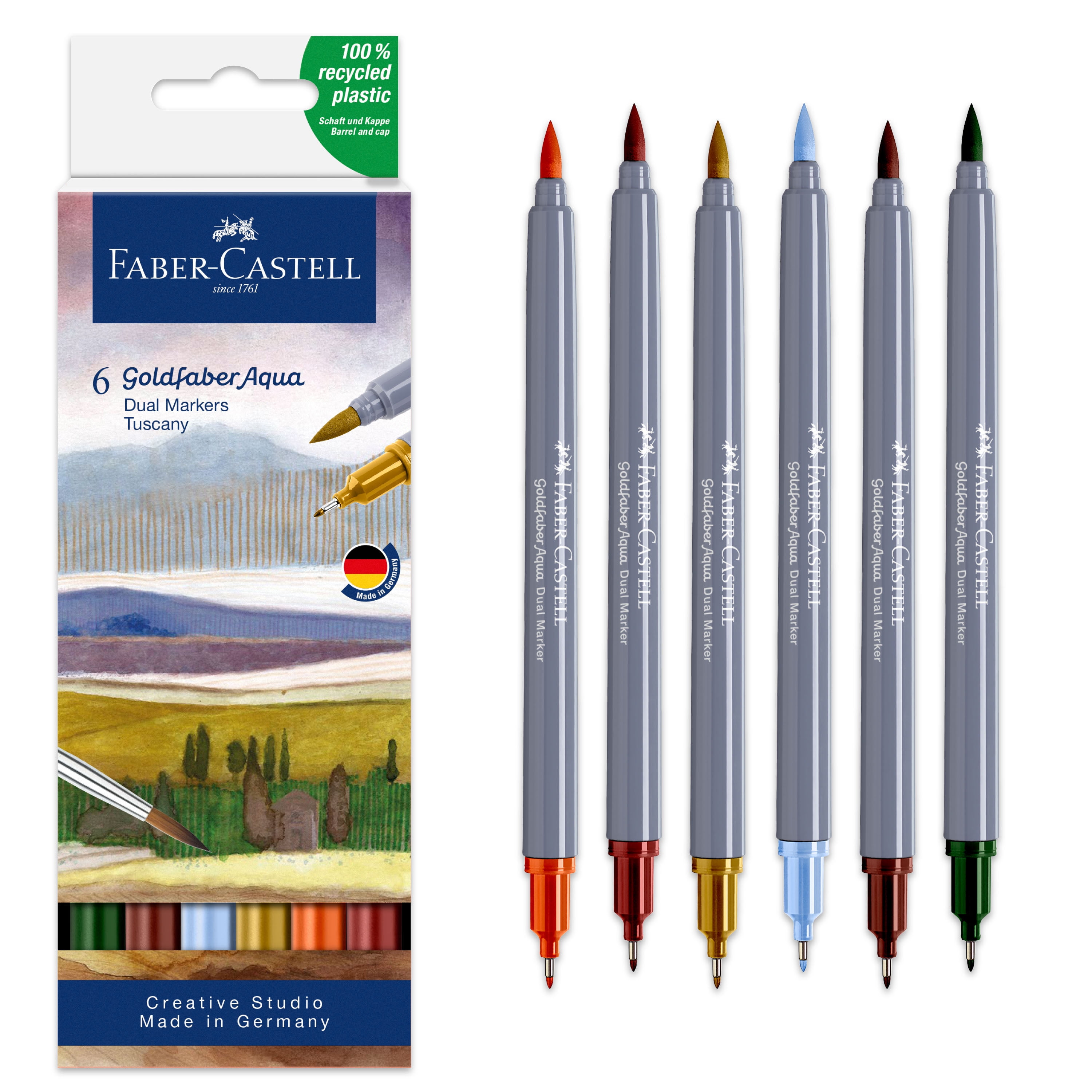 Faber-Castell Goldfaber Aqua Dual Markers Tuscany- 6 Count Doubled ...