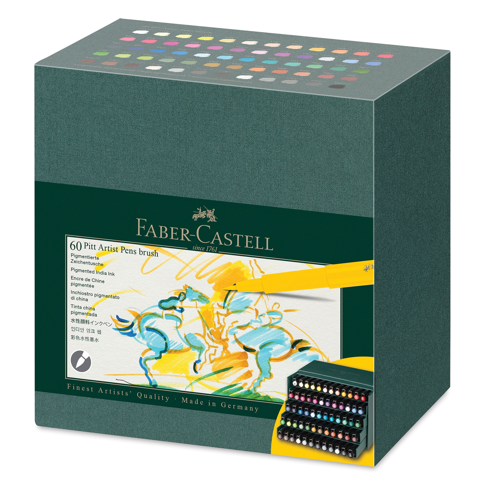 Faber-Castell Pitt Artist Pens - Set of 60, Studio Gift Box, Brush Nib ...
