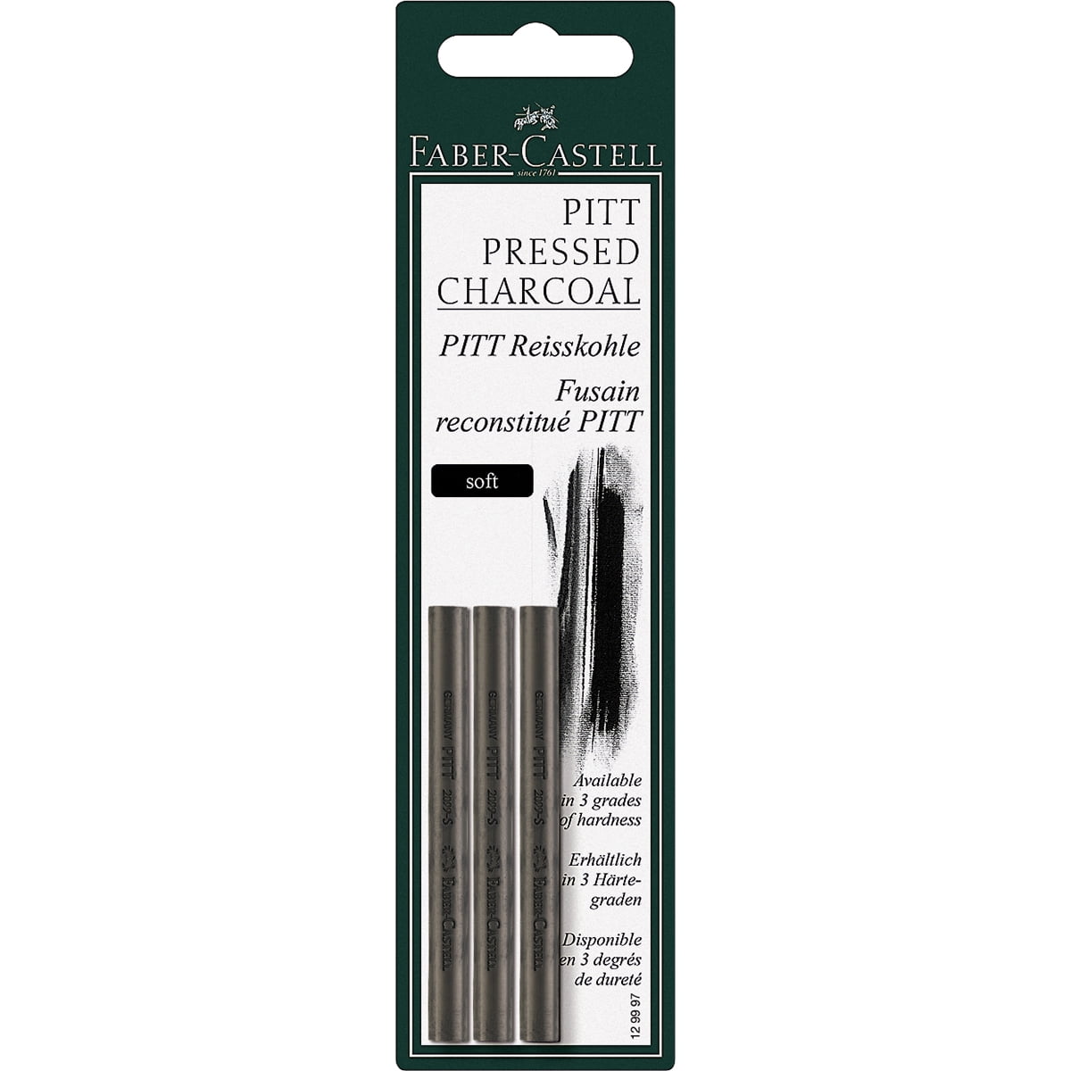 Faber-Castell Pitt Compressed Charcoal Sticks - Soft, Pkg of 3 ...