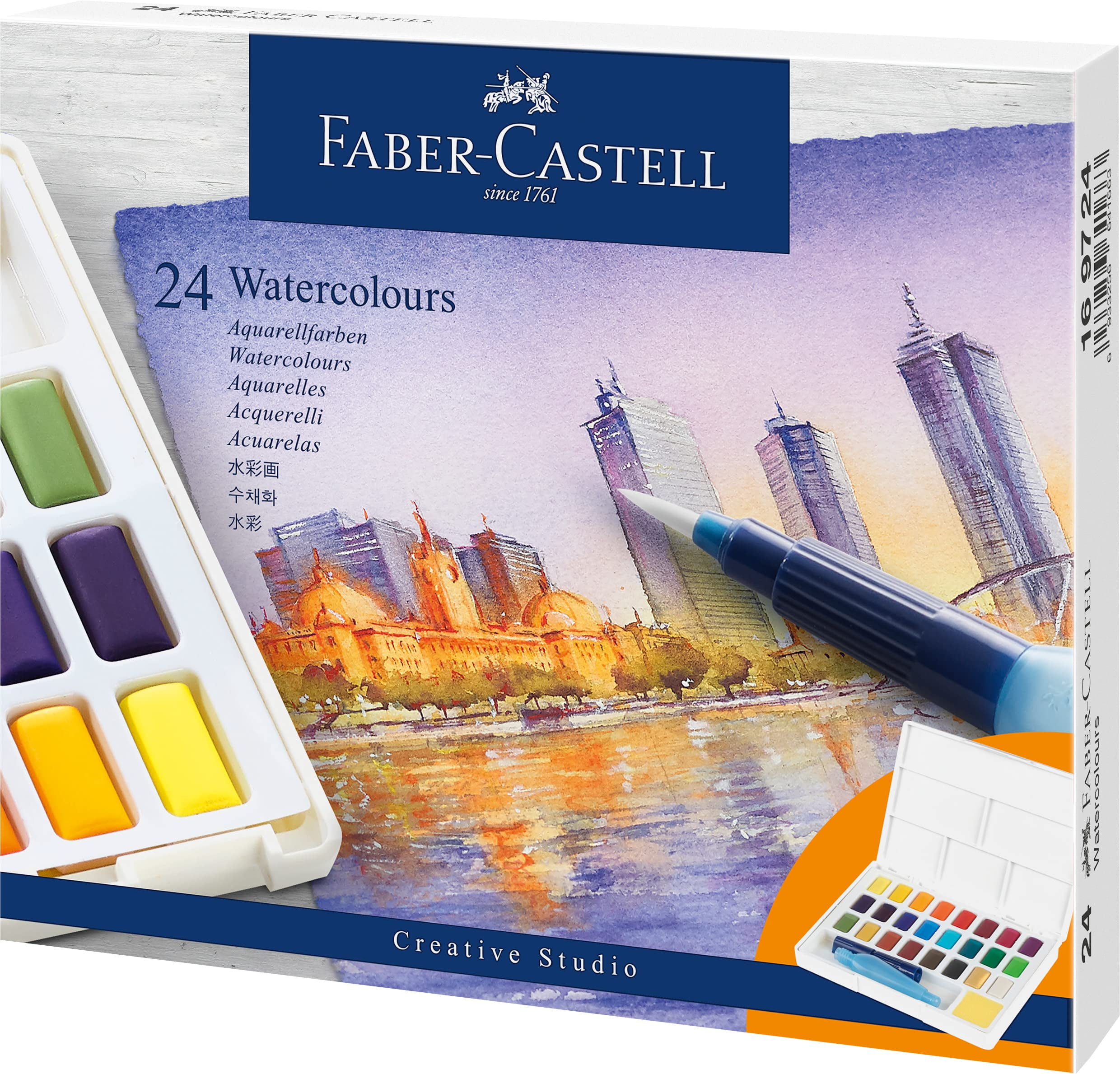 Faber-Castell Portable Watercolor Set Water Half Pans with Mixing ...