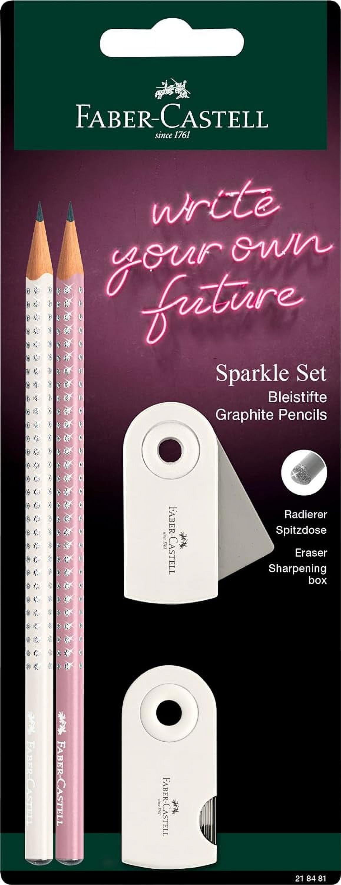 Faber-Castell Sparkle Writing Set - 2 x Pencils, 1 x Eraser, 1 x ...